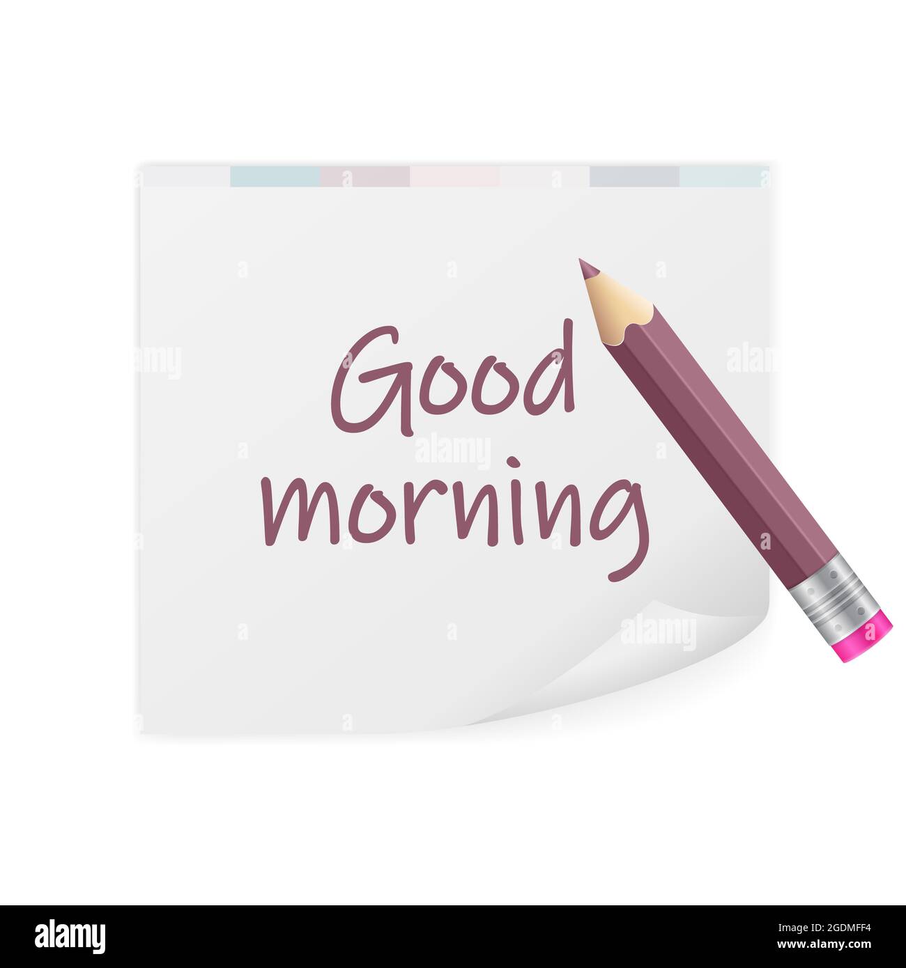 Notepad good morning text on a white background. Vector illustration ...