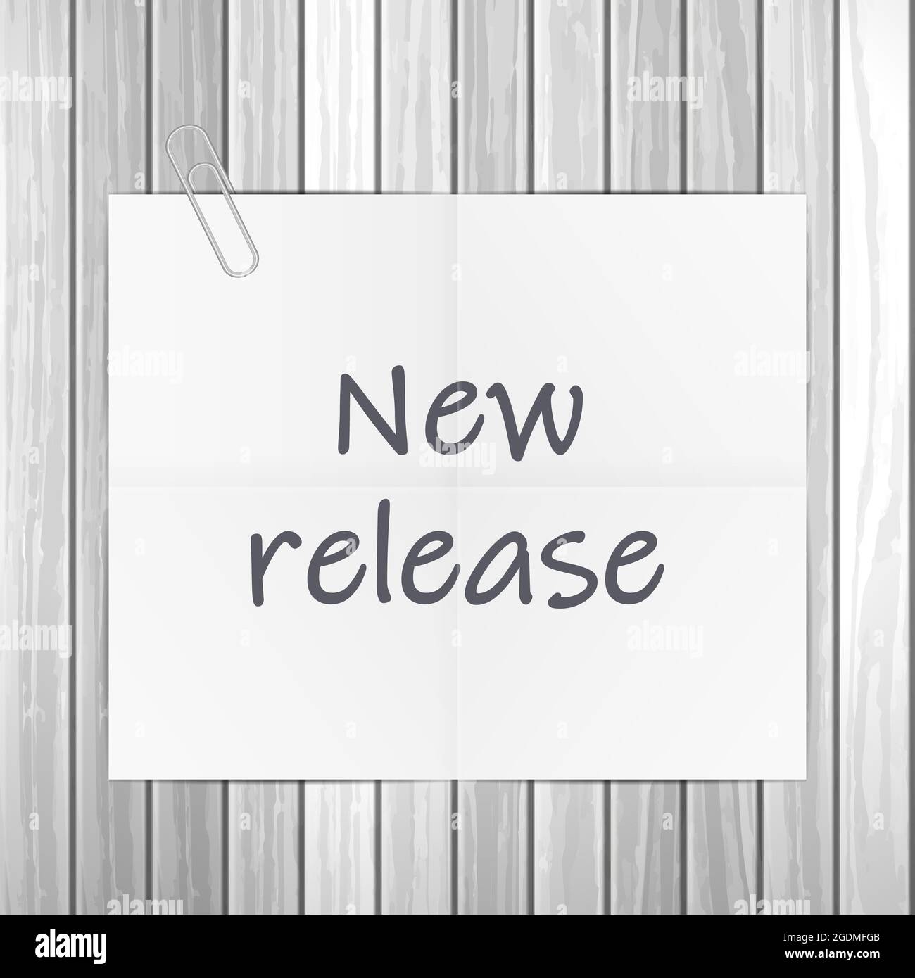 Notepad new release text on wooden background. Vector illustration ...