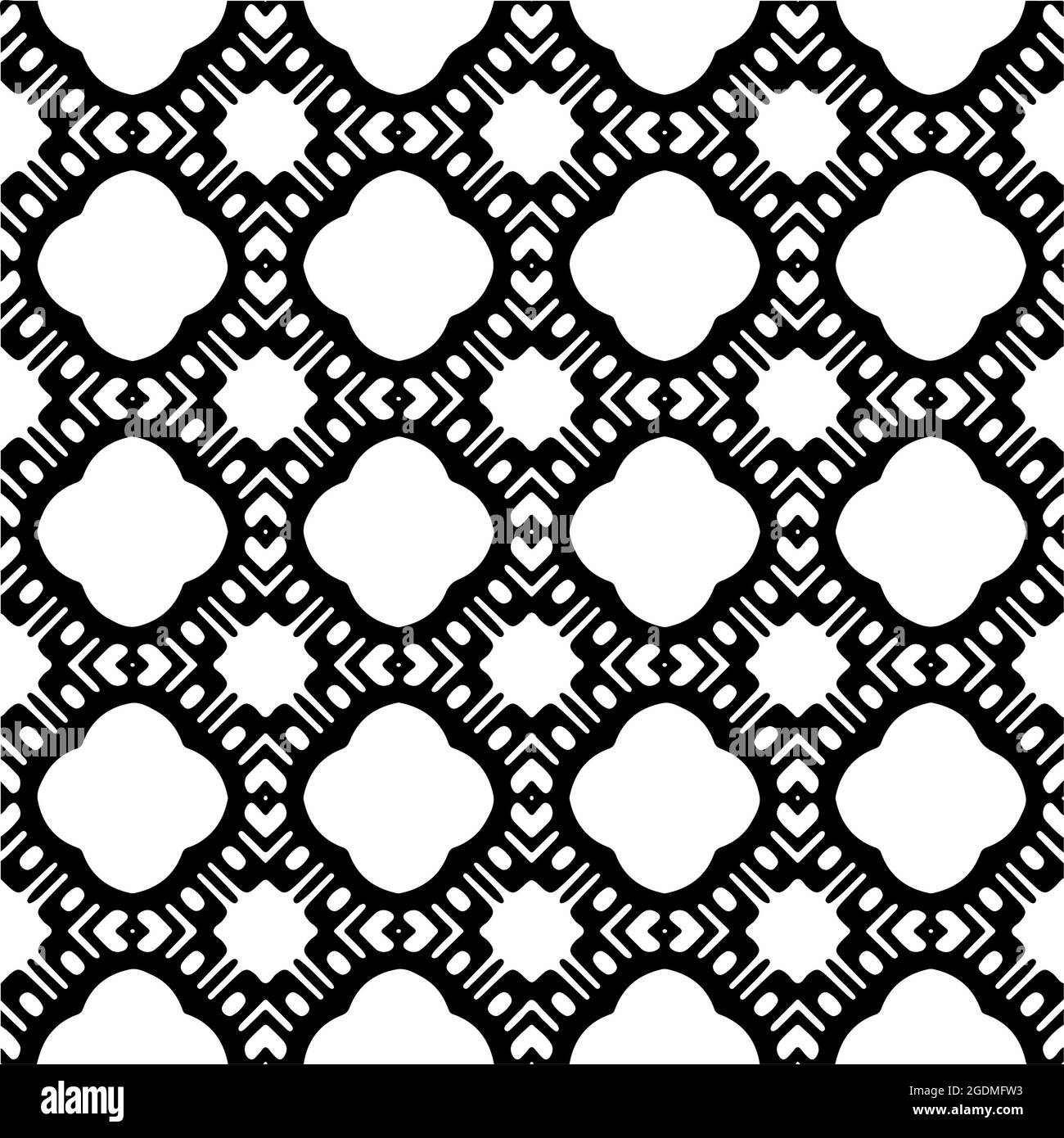 Seamless vector pattern in geometric ornamental style. Black and white ...