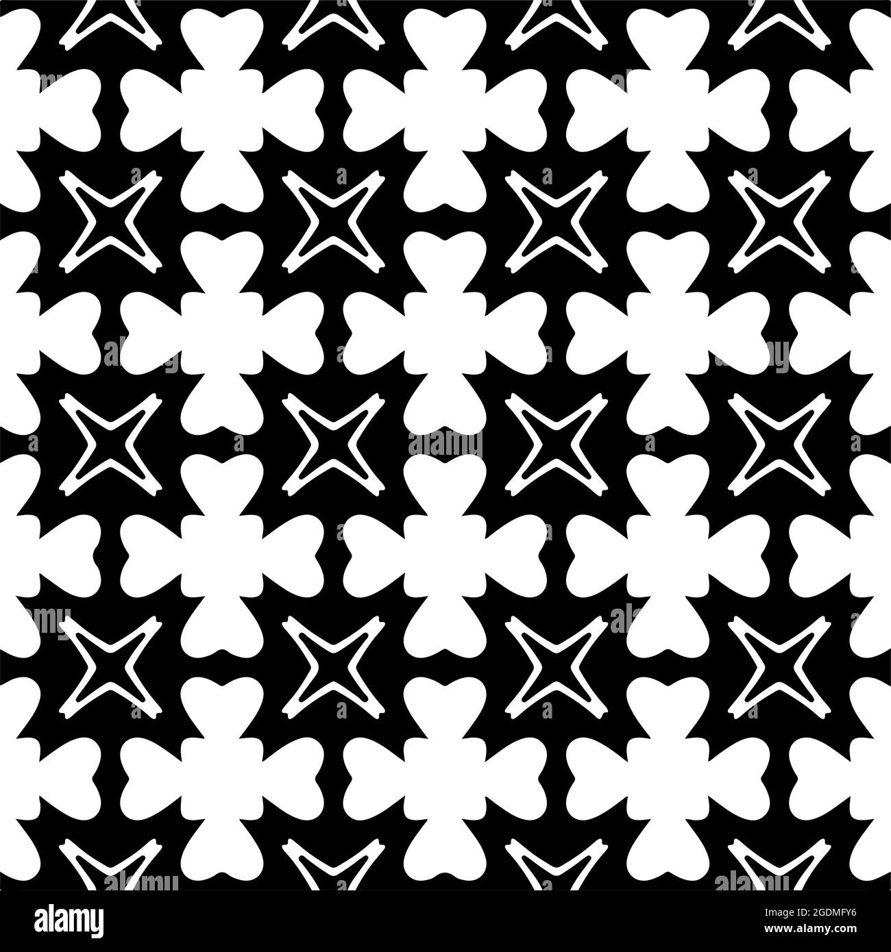 Seamless vector pattern in geometric ornamental style. Black and white ...