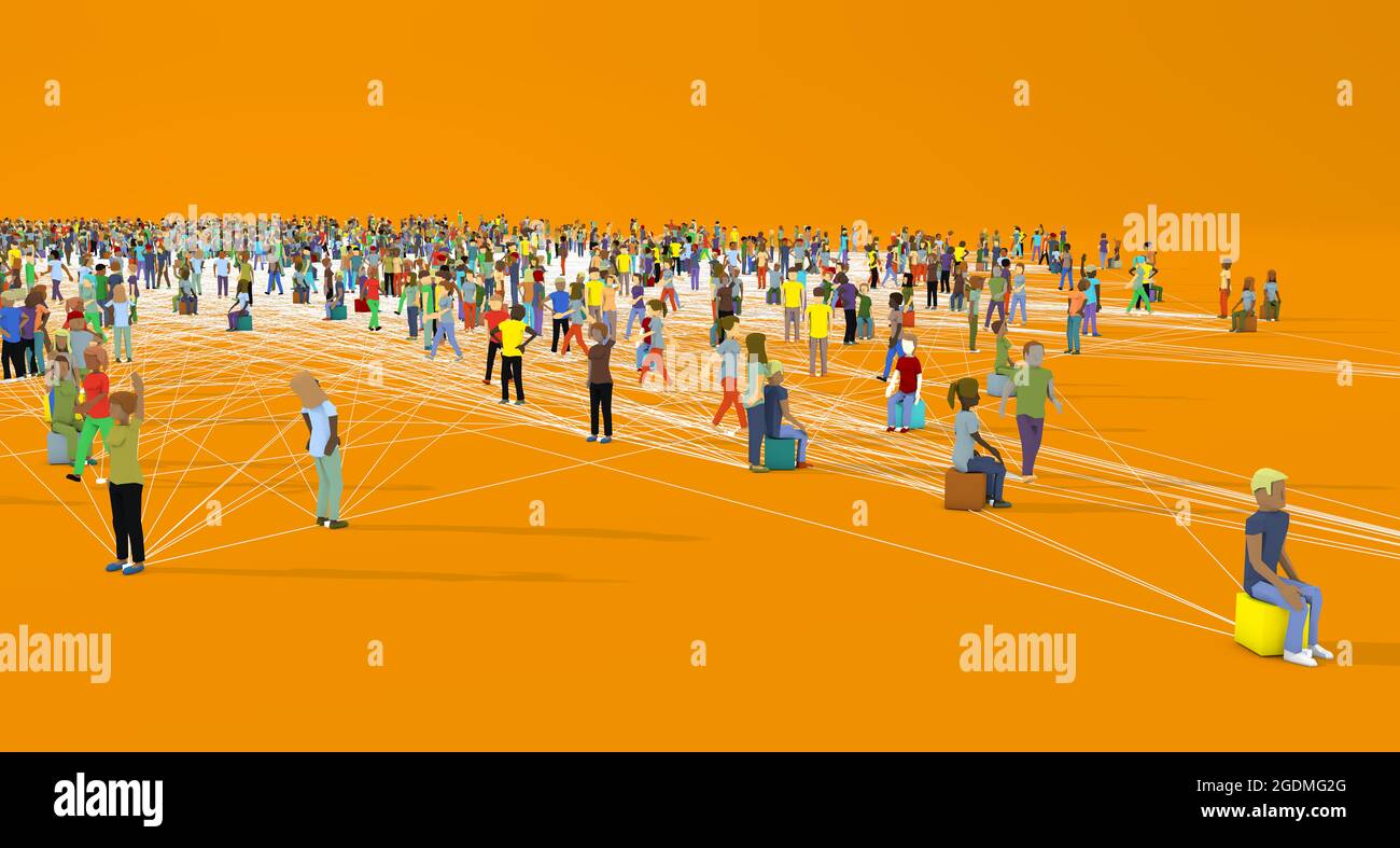 Top view of many different connected people - 3d illustration Stock ...