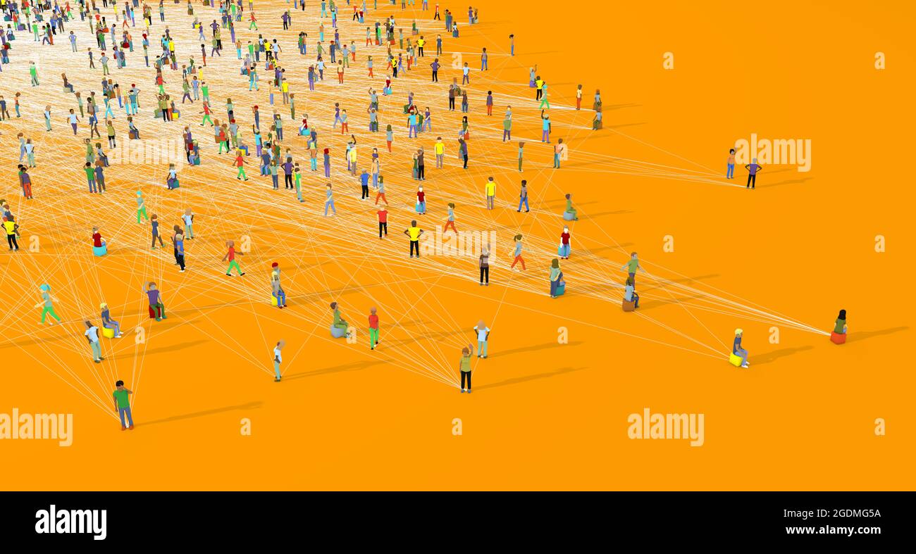 Top view of many different connected people - 3d illustration Stock ...