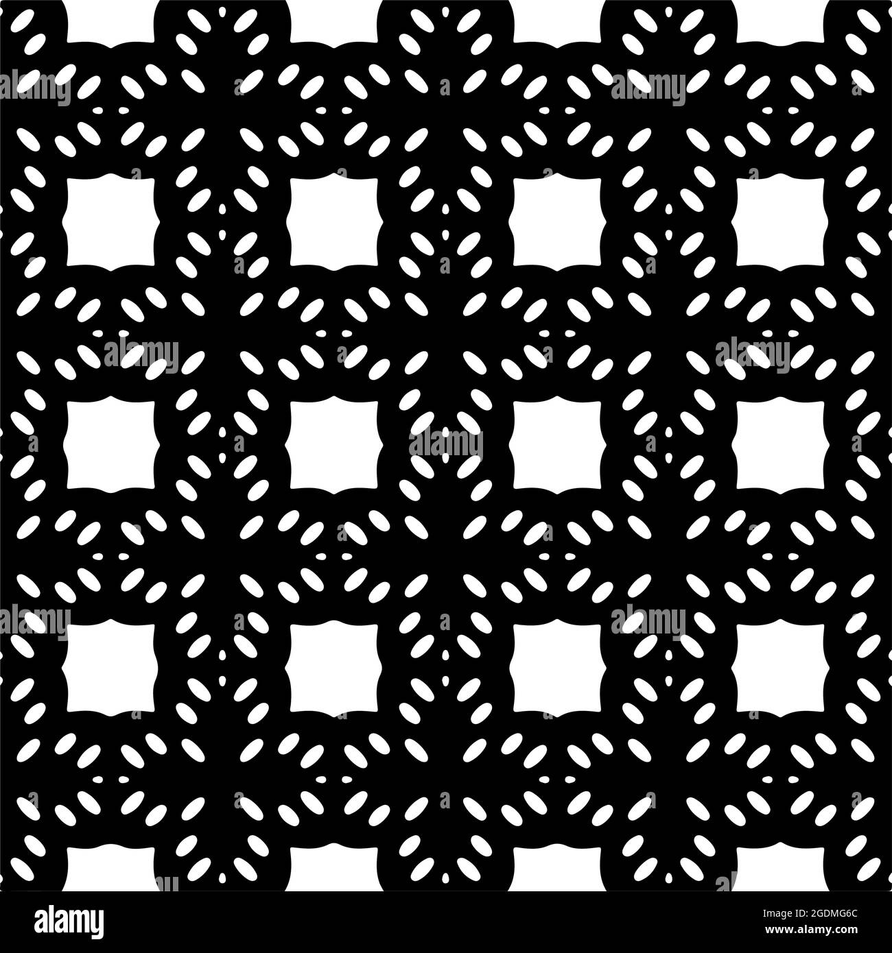 Seamless vector pattern in geometric ornamental style. Black and white ...