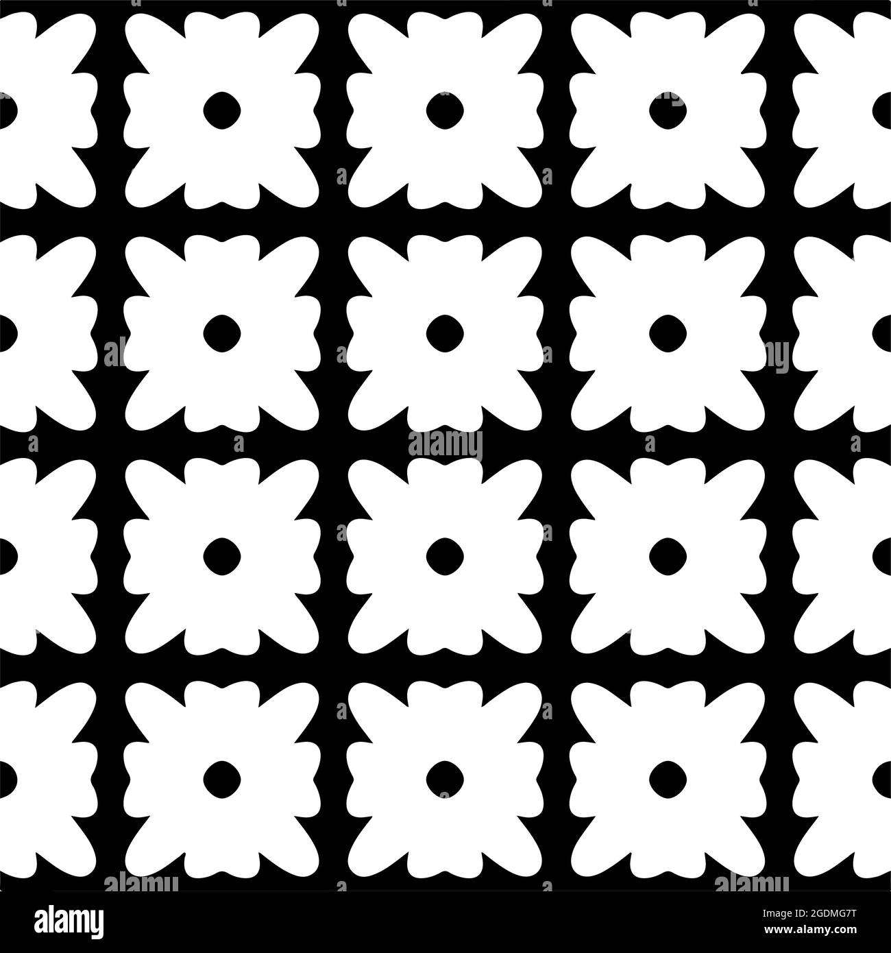 Seamless vector pattern in geometric ornamental style. Black and white ...