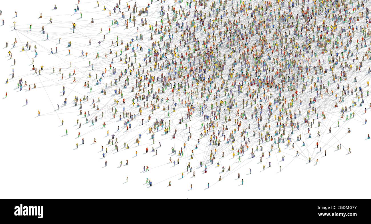 Top view of many different connected people - 3d illustration Stock ...