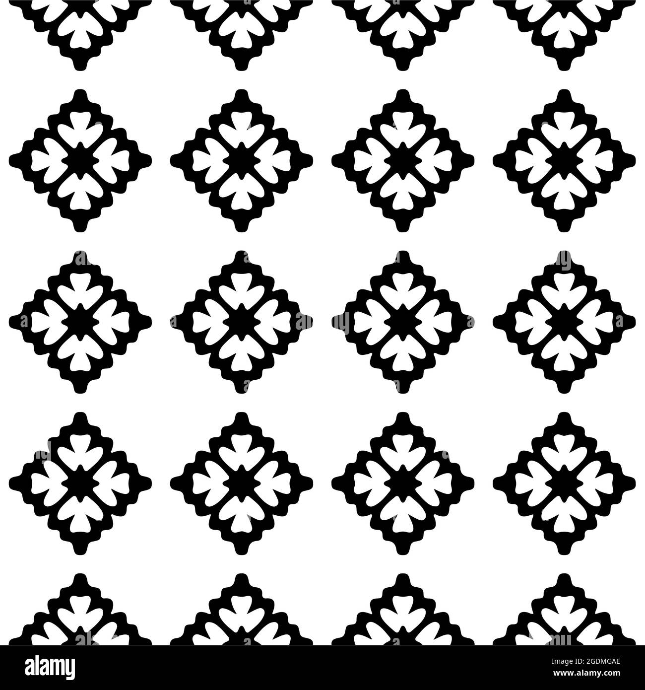Seamless vector pattern in geometric ornamental style. Black and white ...