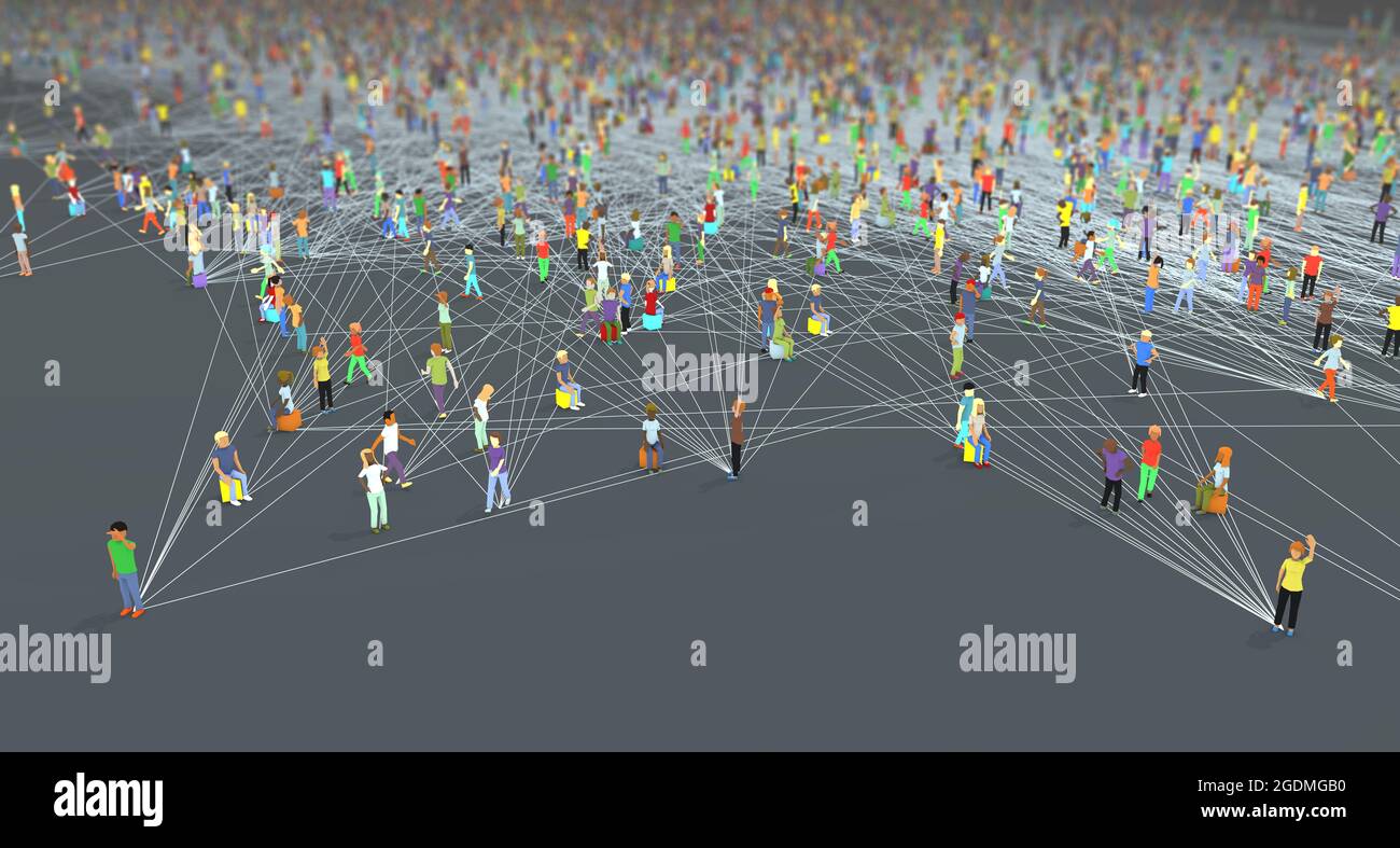 Top view of many different connected people - 3d illustration Stock ...
