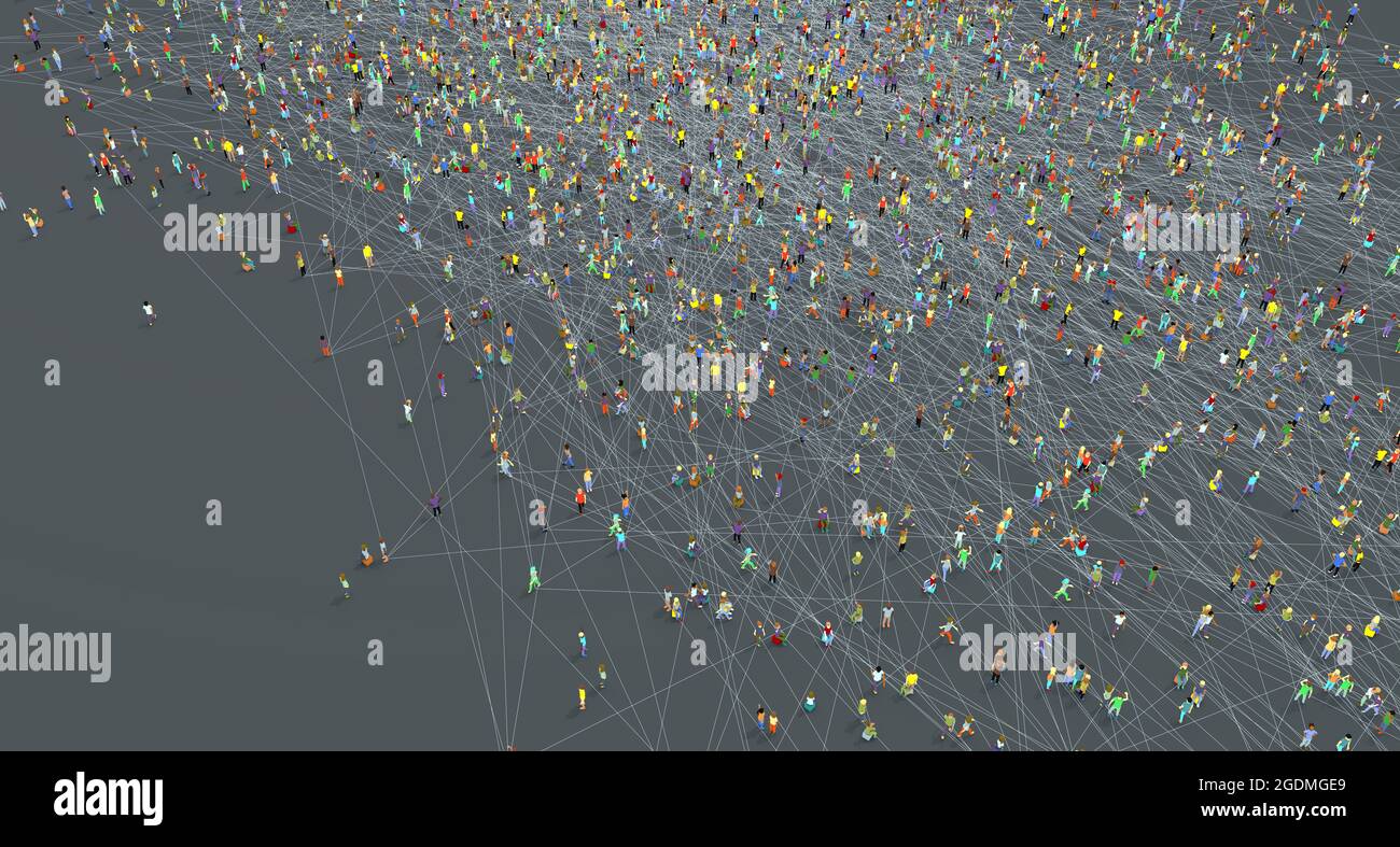 Top view of many different connected people - 3d illustration Stock ...