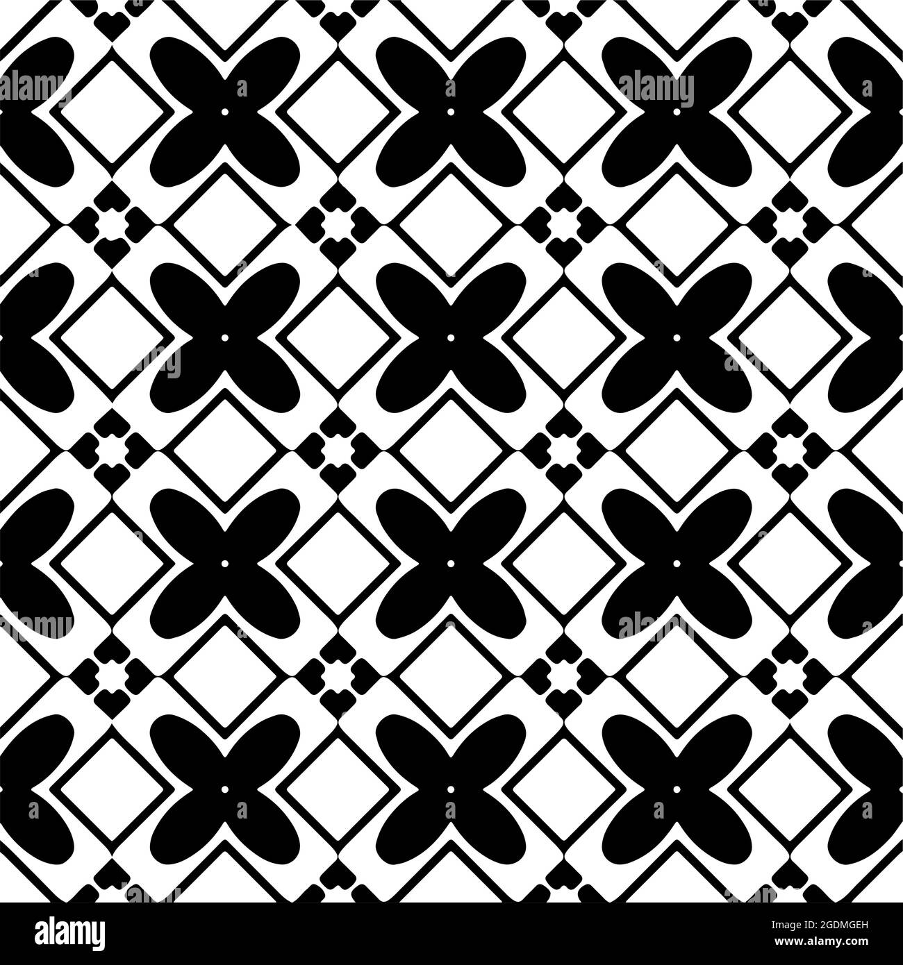 Seamless vector pattern in geometric ornamental style. Black and white ...