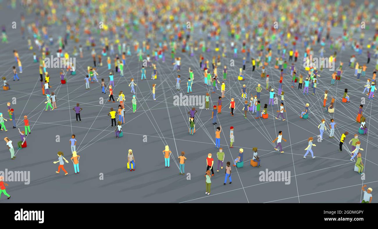 Top view of many different connected people - 3d illustration Stock ...
