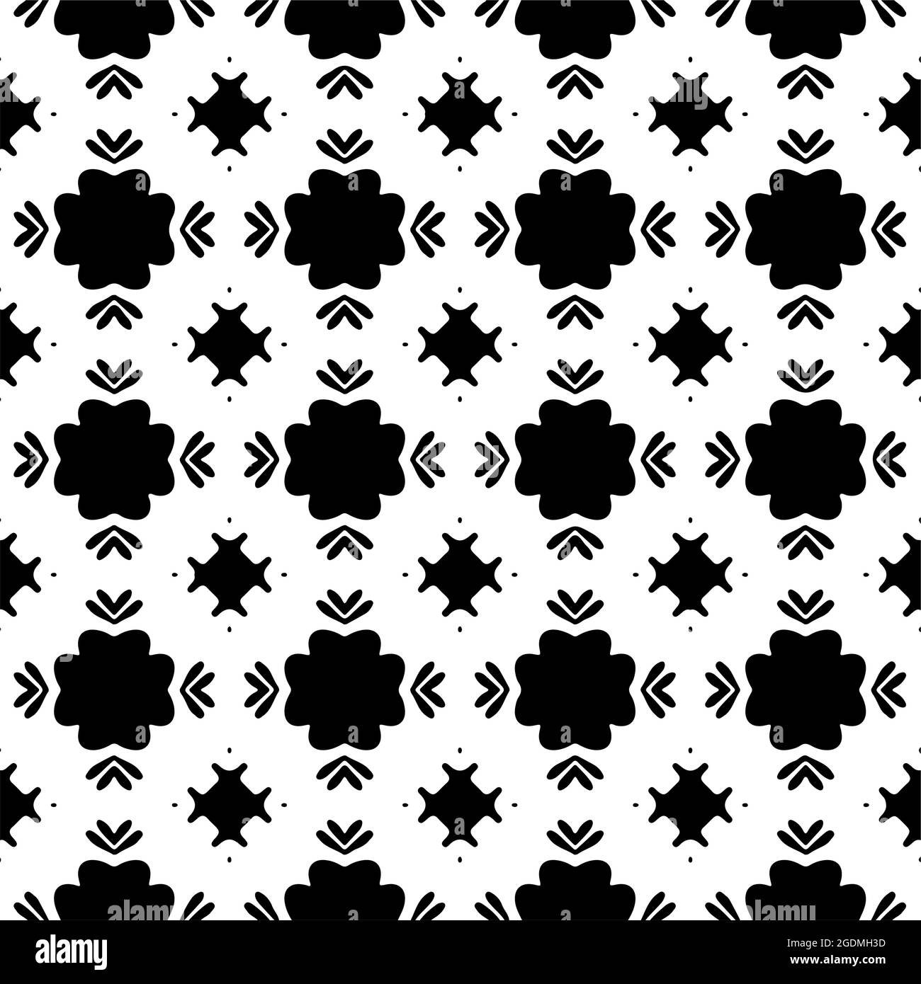 Seamless vector pattern in geometric ornamental style. Black and white ...