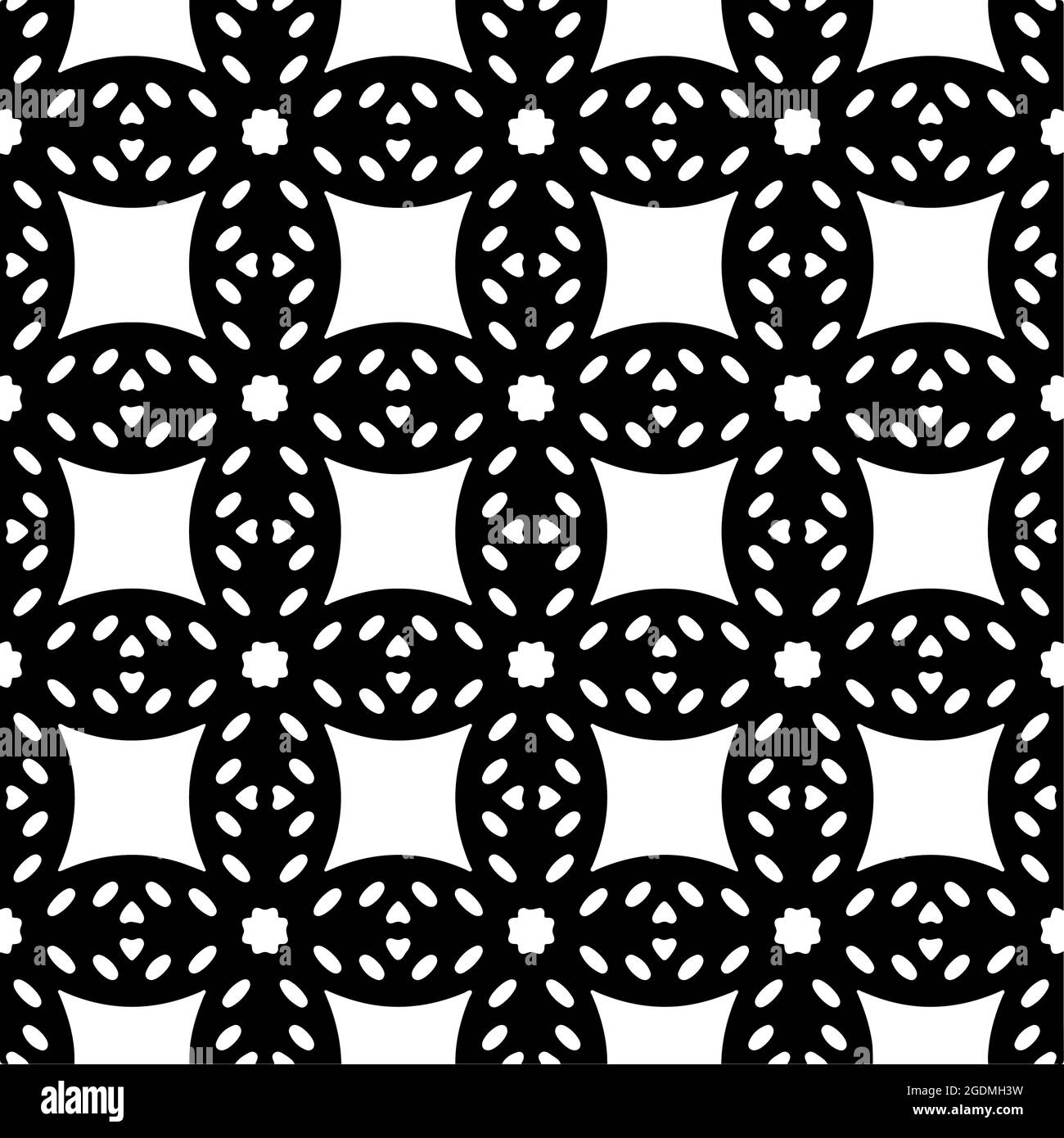 Seamless vector pattern in geometric ornamental style. Black and white ...