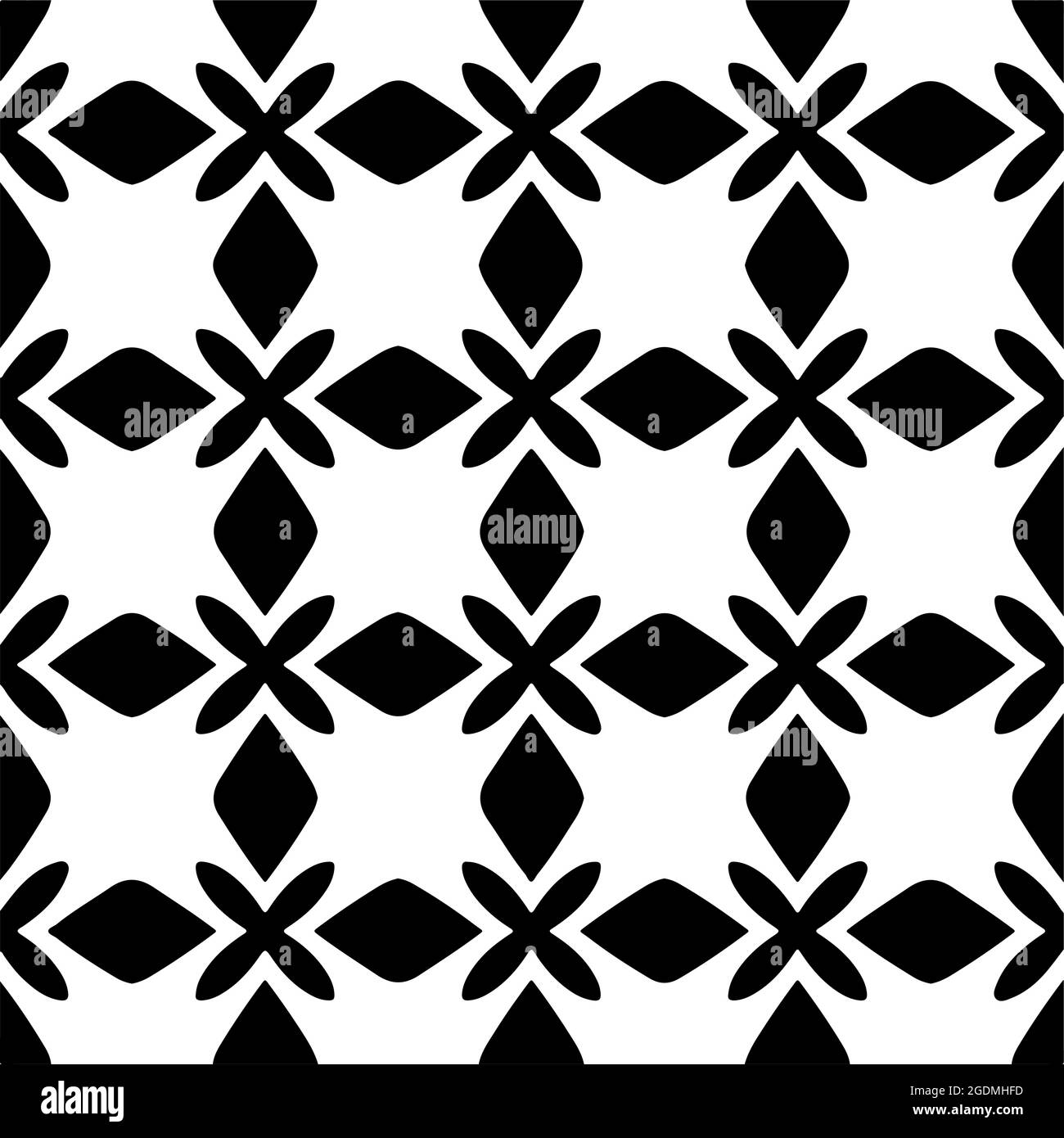 Seamless vector pattern in geometric ornamental style. Black and white ...