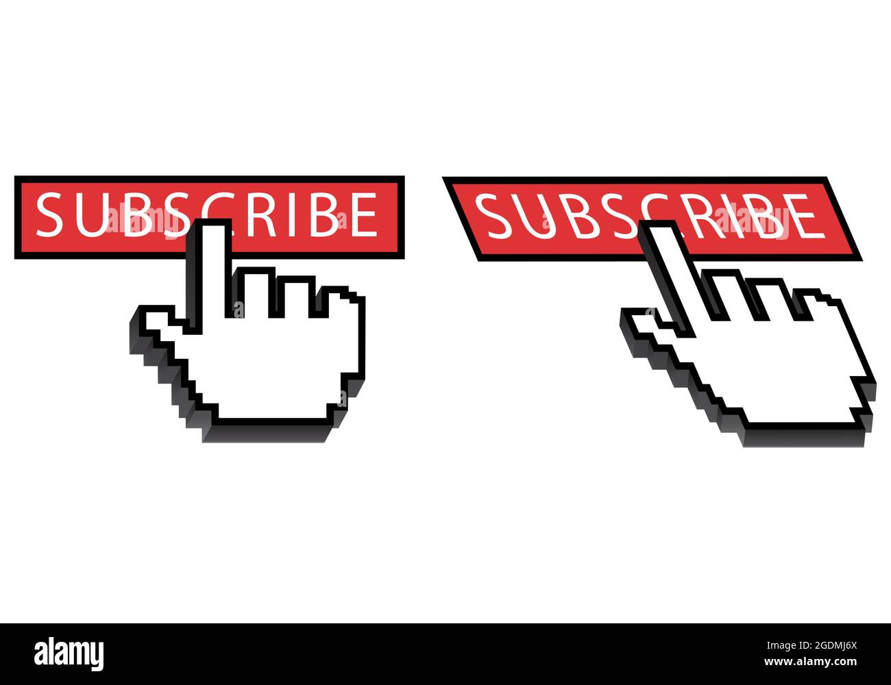 illustration of a sign marketing hand press-subscribe button on ...