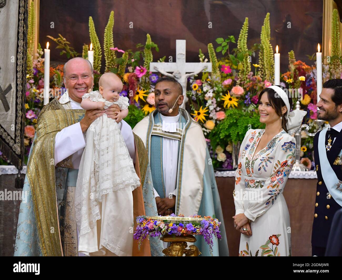 STOCKHOLM 20210814Bishop Johan Dalman holding Prince Julian, Reverend ...