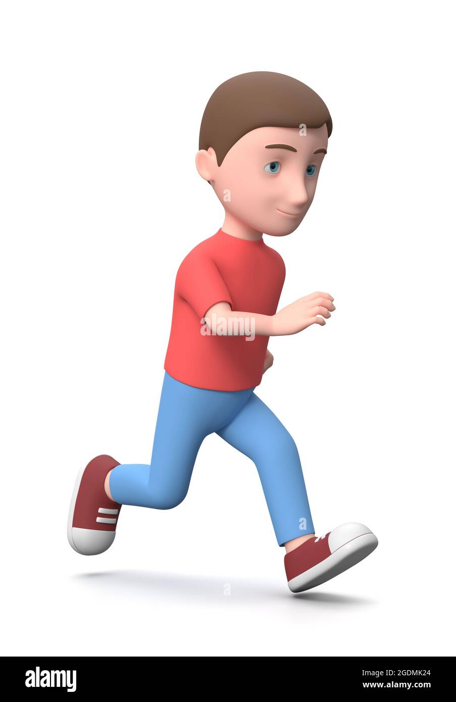 Young Kid Running. 3D Cartoon Character Isolated on White Stock Photo ...