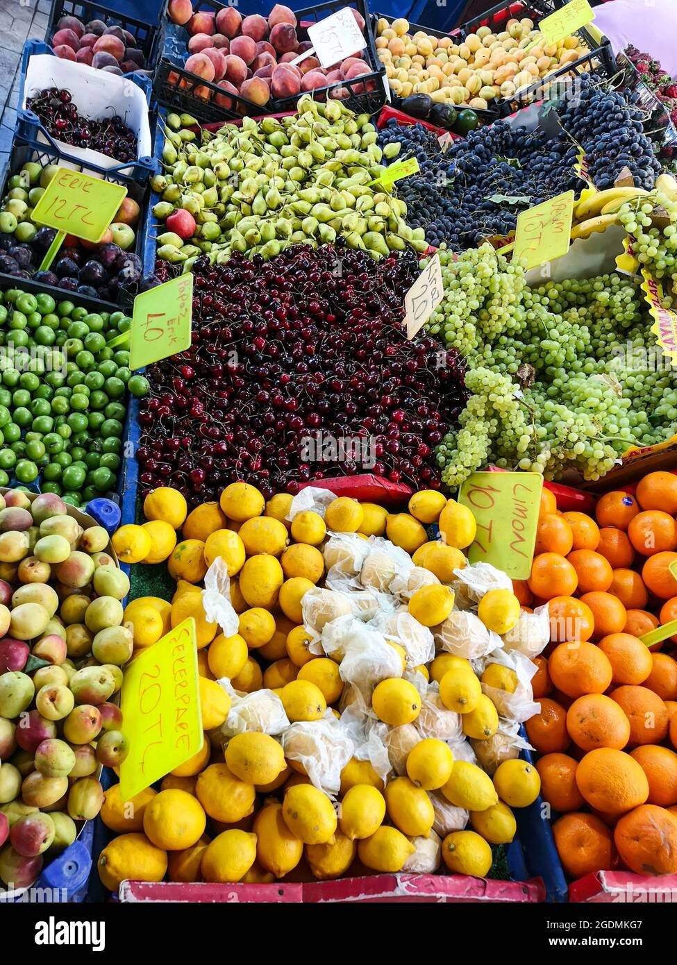 Quality Turkish Fruits in Market with the Price Tags Stock Photo - Alamy