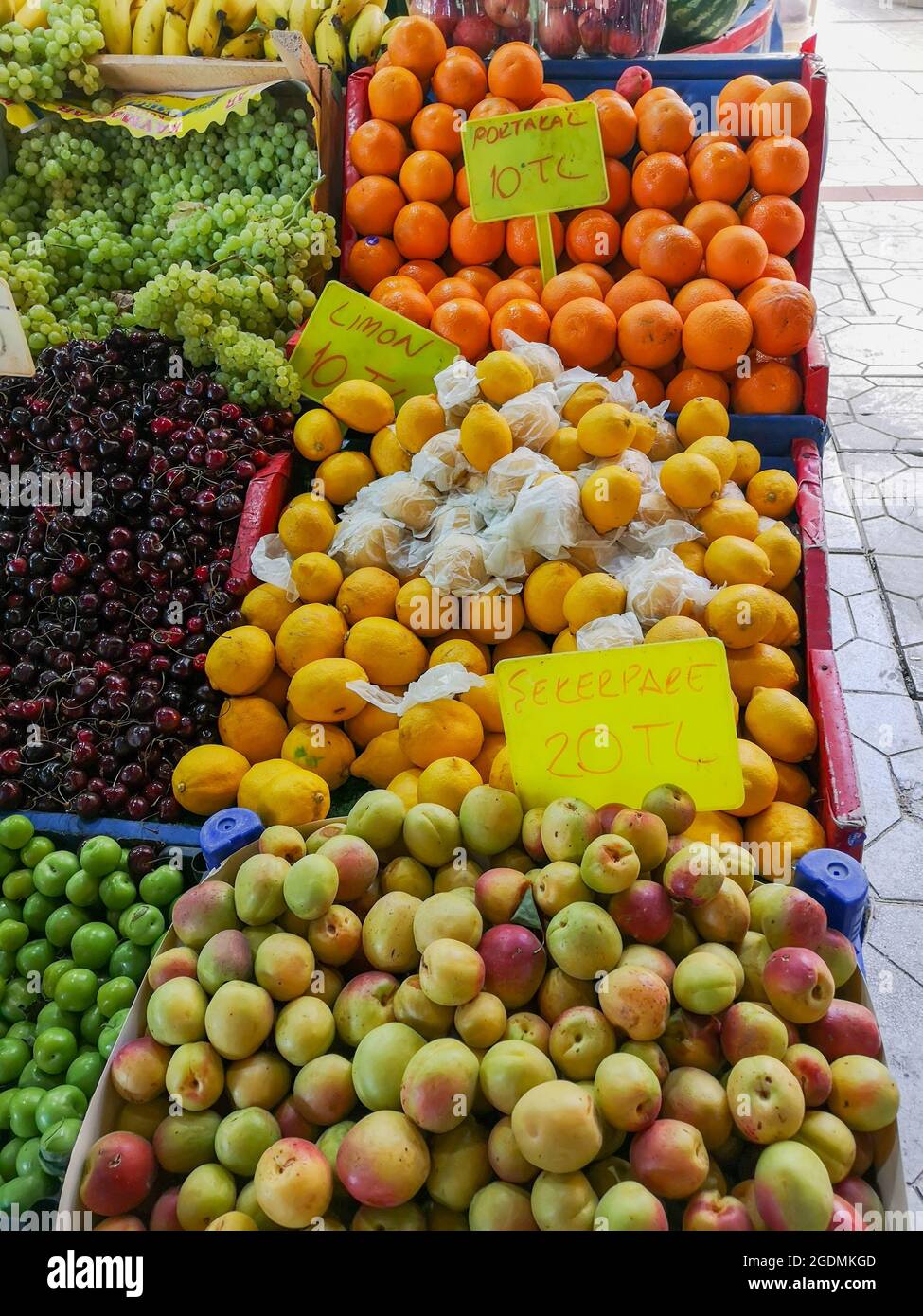 Quality Turkish Fruits in Market with the Price Tags Stock Photo - Alamy
