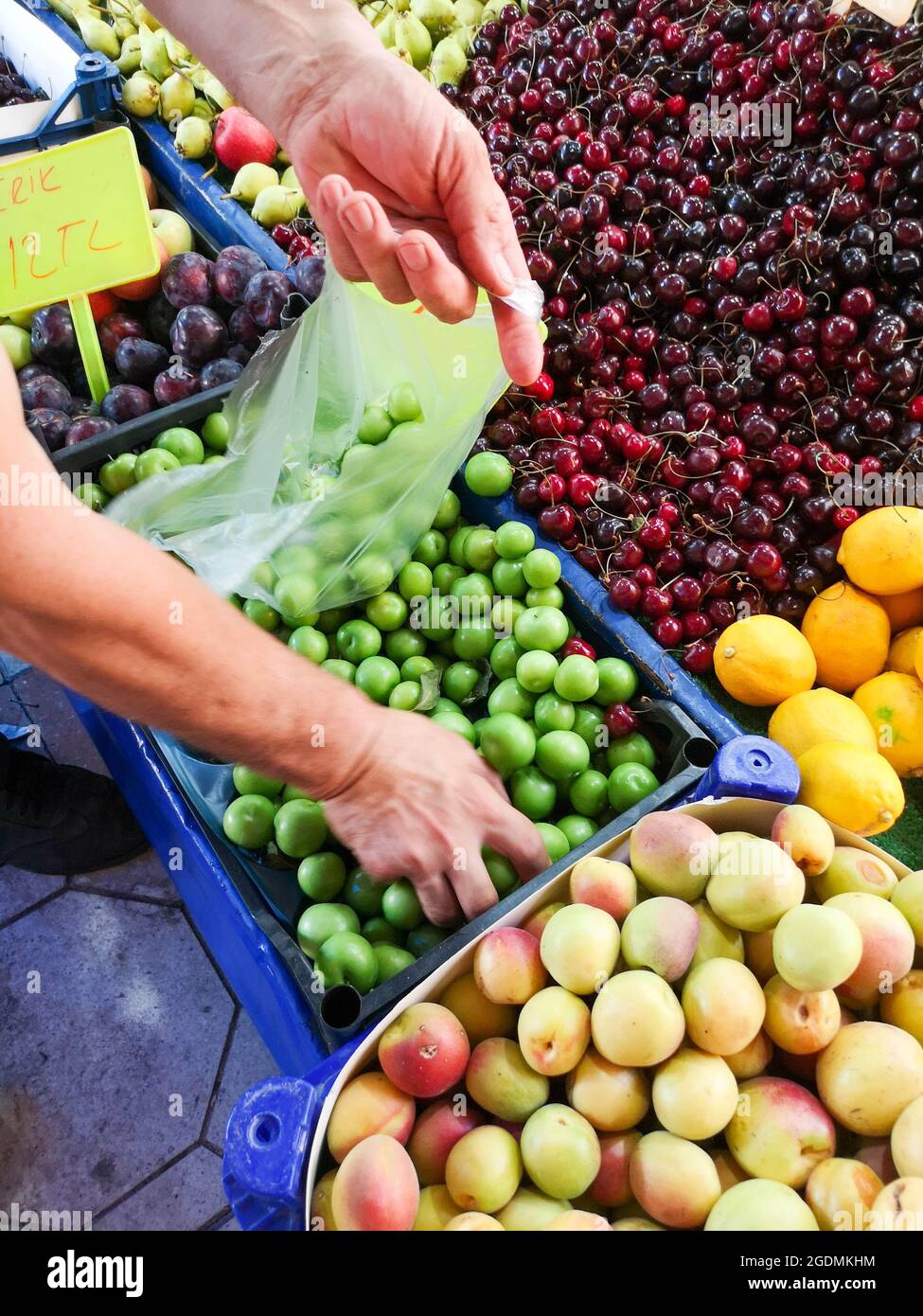 Quality Turkish Fruits in Market with the Price Tags Stock Photo - Alamy