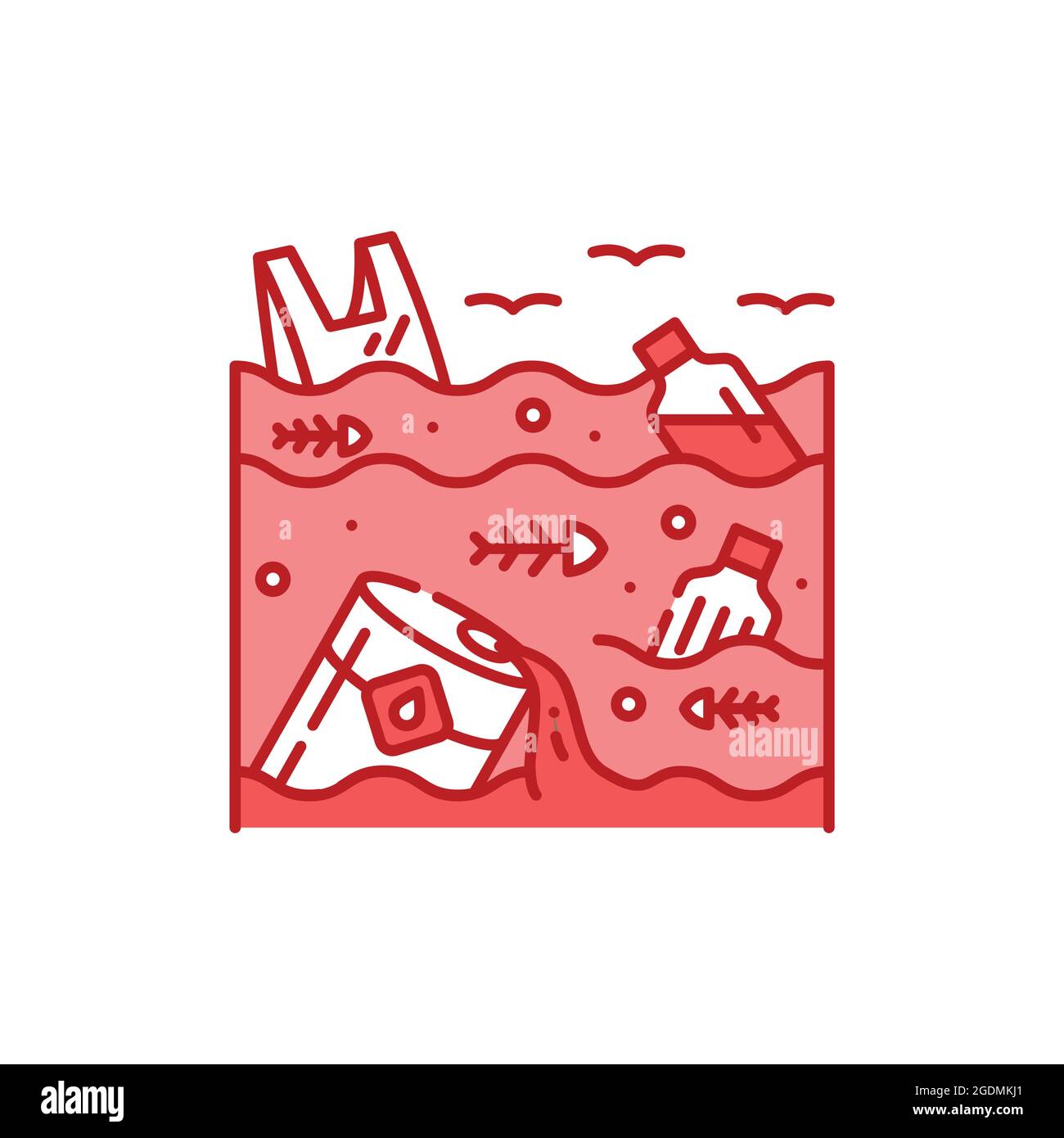 Water pollution color line icon. Environmental problems. Sign for web ...