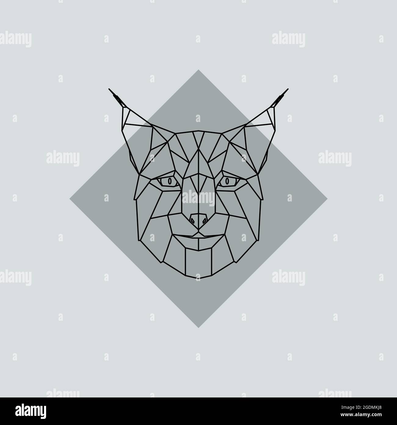 Geometric head Lynx. Vector minimalistic linework illustration Stock ...