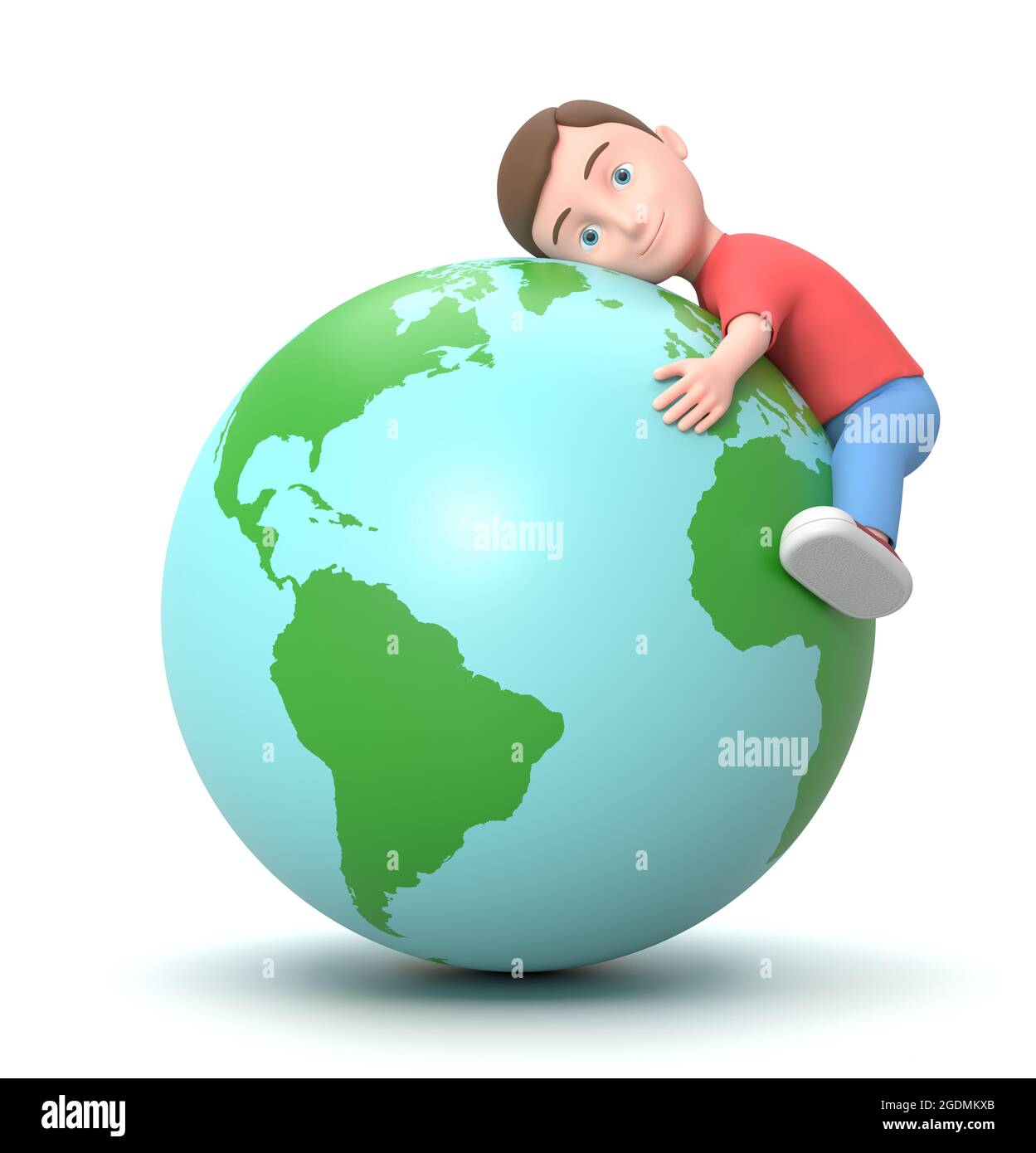 Hug the Earth. 3D Cartoon Character Illustration Stock Photo - Alamy