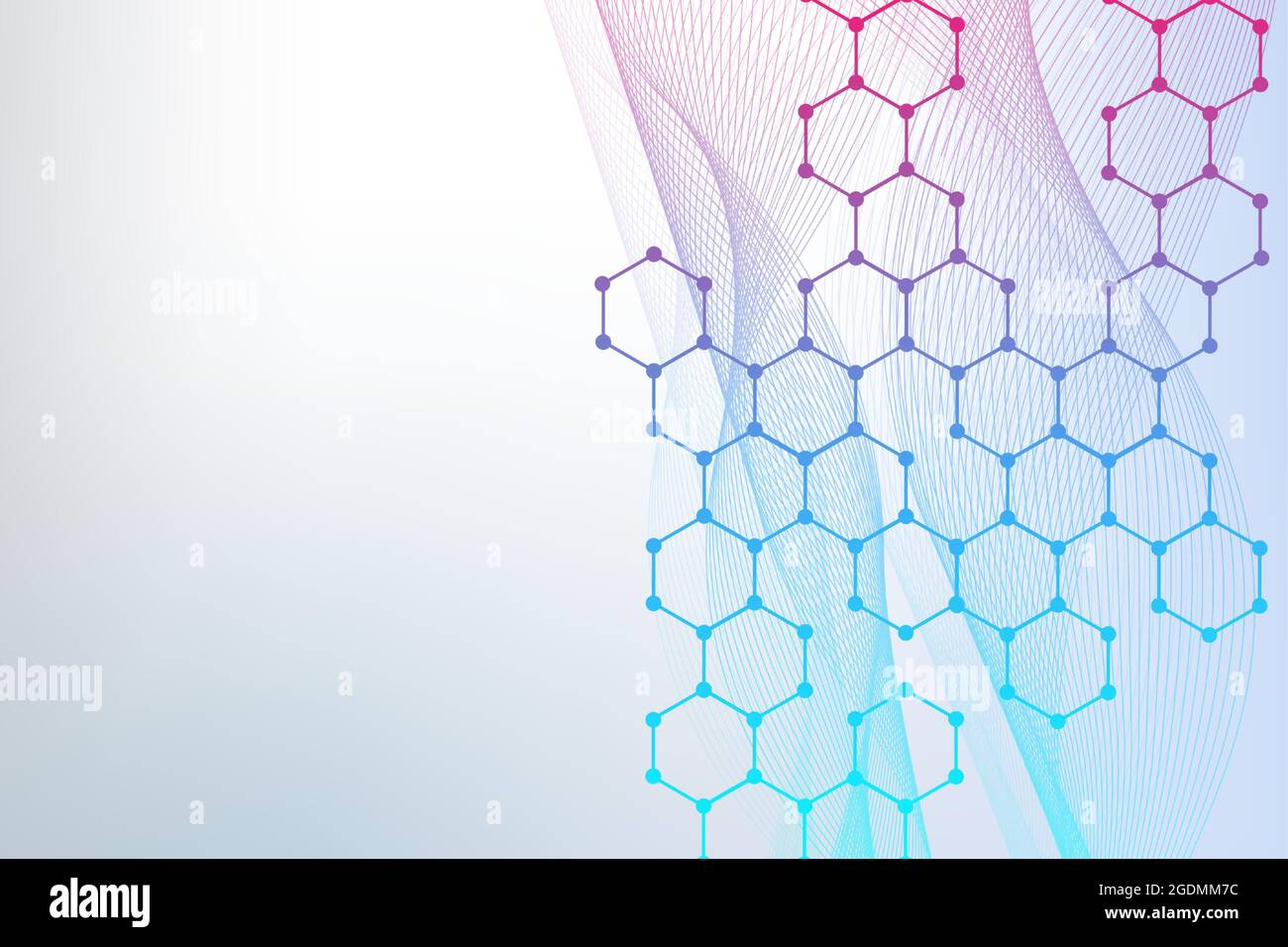 Science network pattern, connecting lines and dots. Technology hexagons ...