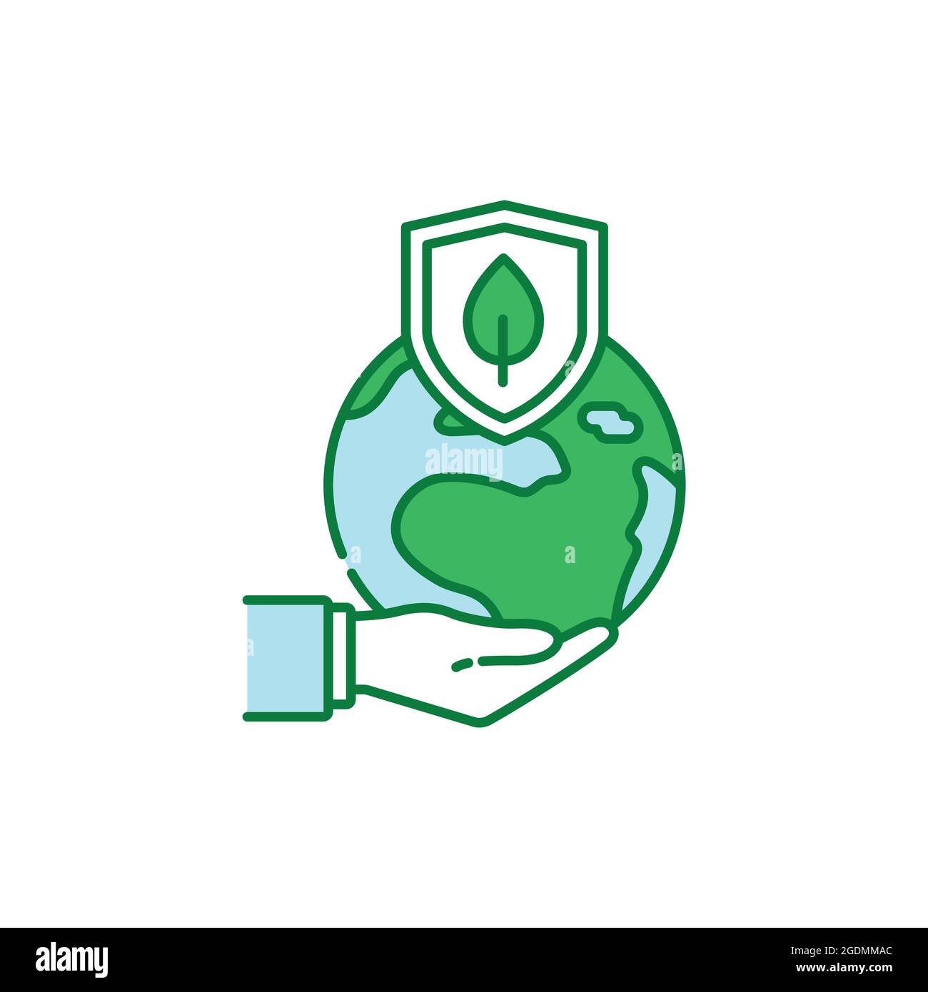 Save planet color line icon. Eco friendly. Environment care. Sign for ...