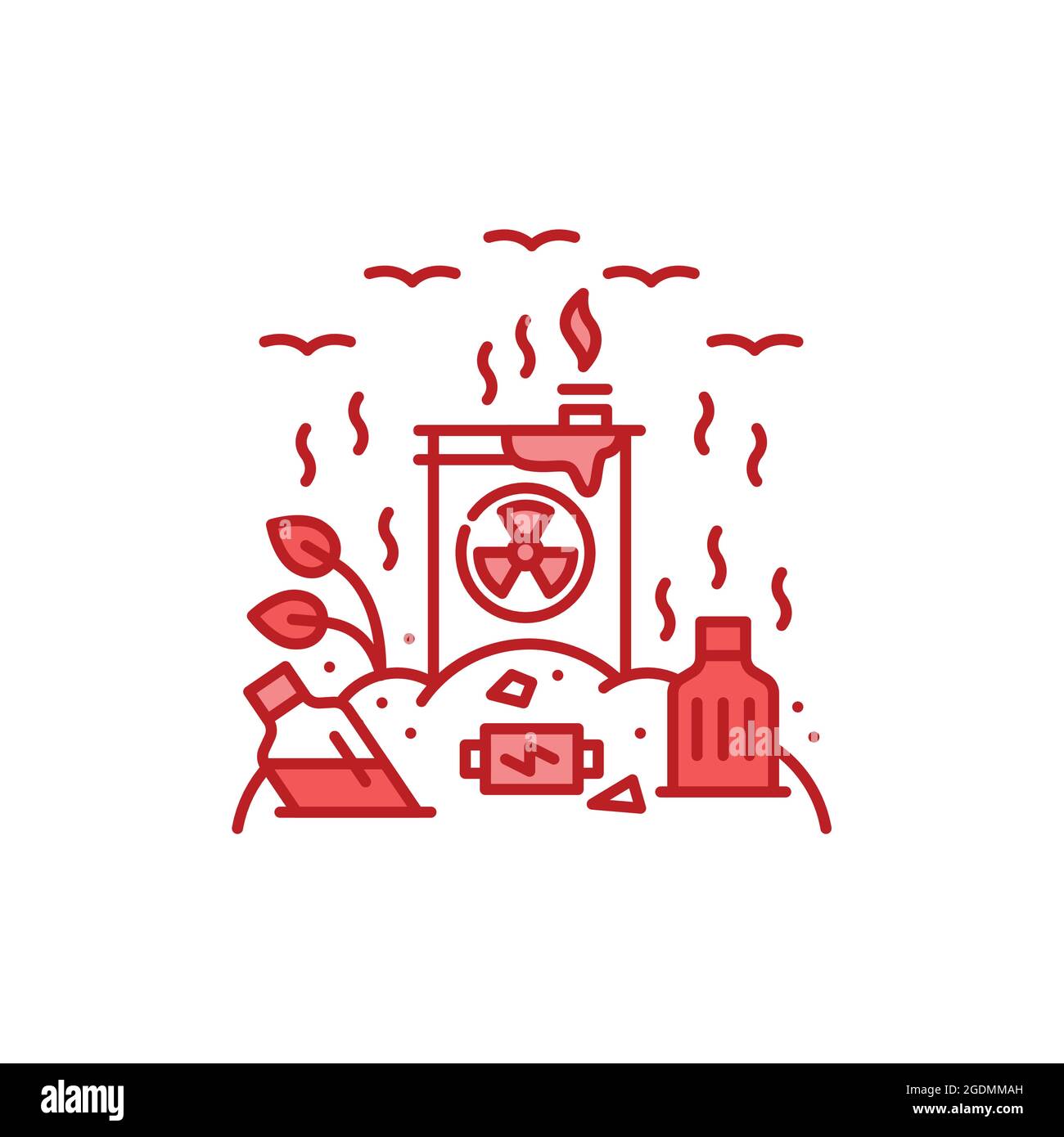 Land degradation black glyph icon. Ecological disaster. Sign for web ...