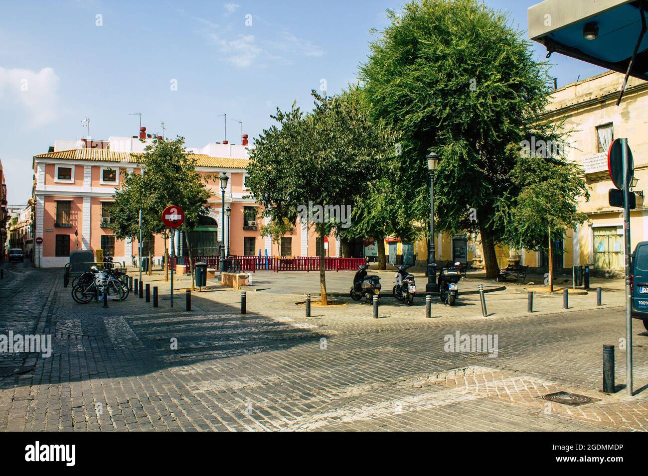 Seville Spain August 10, 2021 Urban landscape of the city of Seville ...