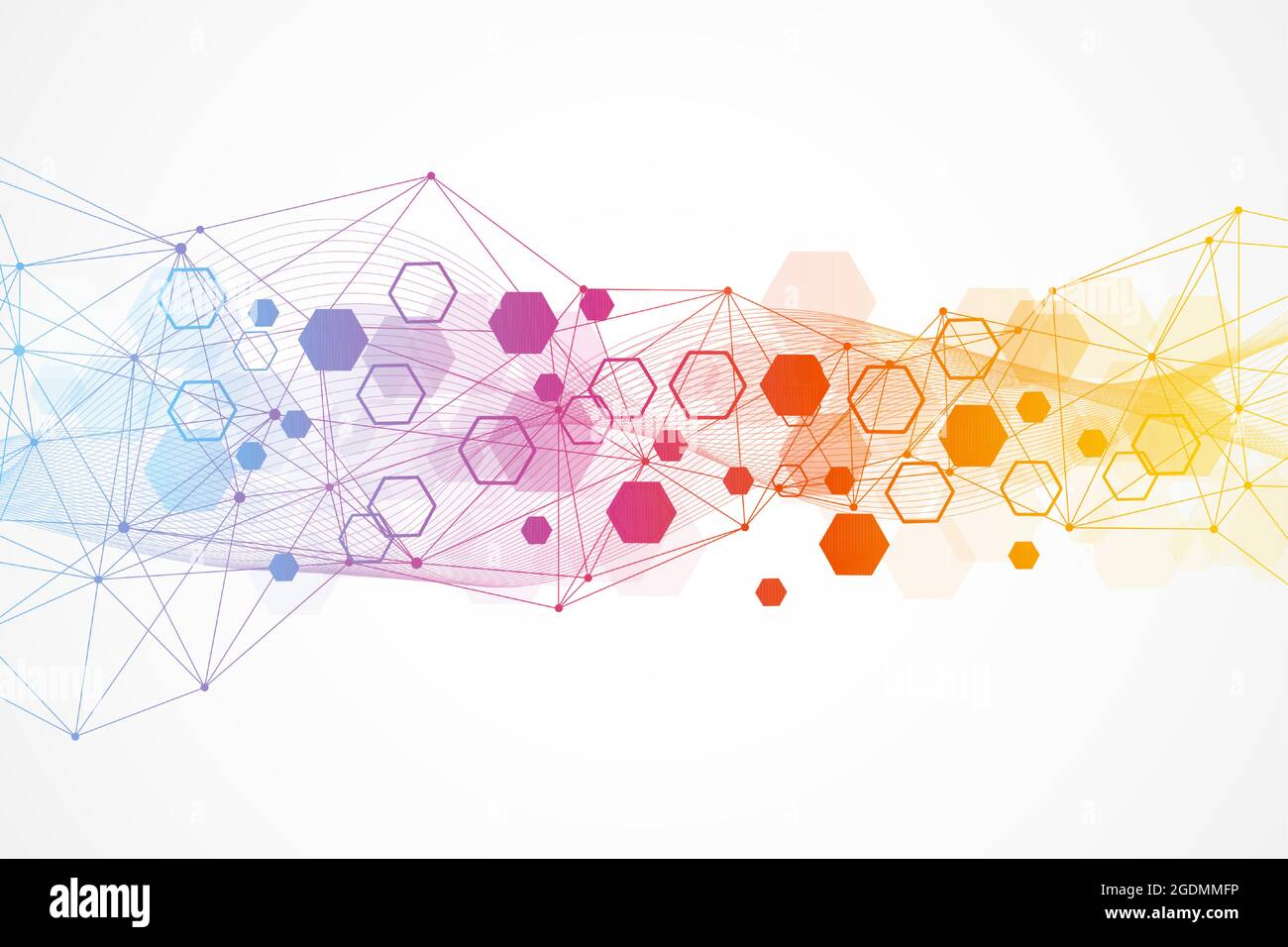 Hexagonal abstract background. Big Data Visualization. Global network connection. Medical ...