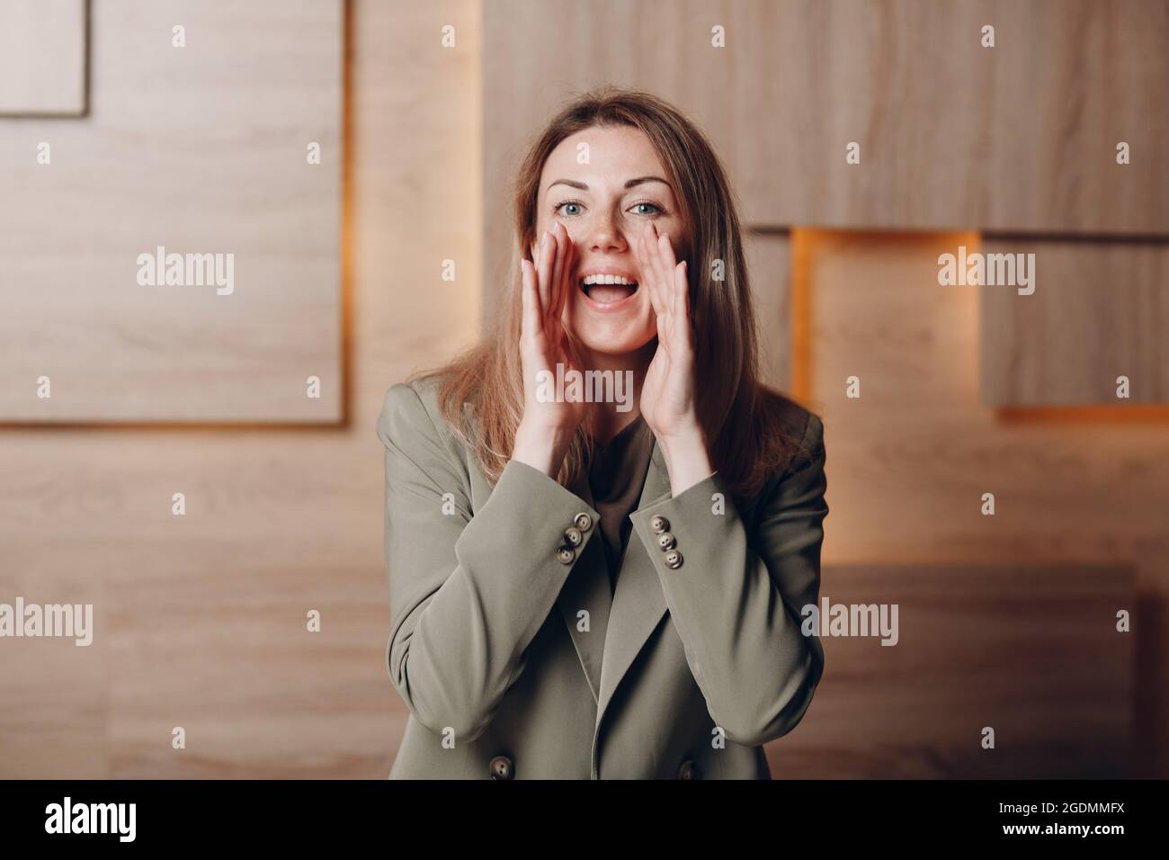 Business woman young adult coach yelling at office Stock Photo - Alamy