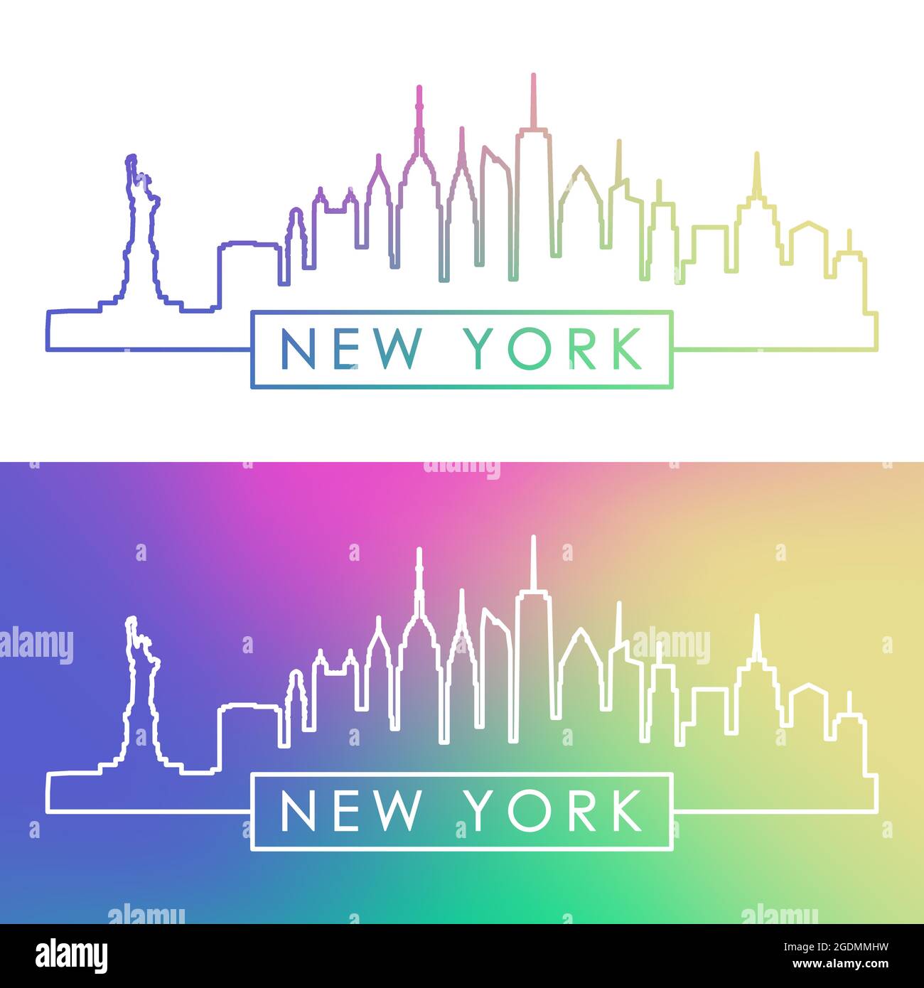 Rainbow bridge and statue of liberty Stock Vector Images - Alamy