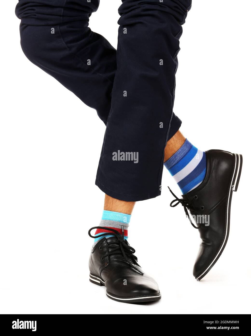 Man leg in suit and colorful socks, isolated on white Stock Photo - Alamy