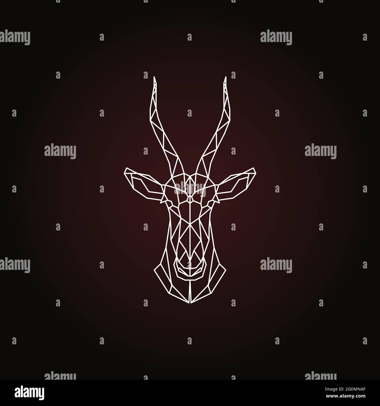 Vector abstract geometric head Antelope blesbok on black background ...