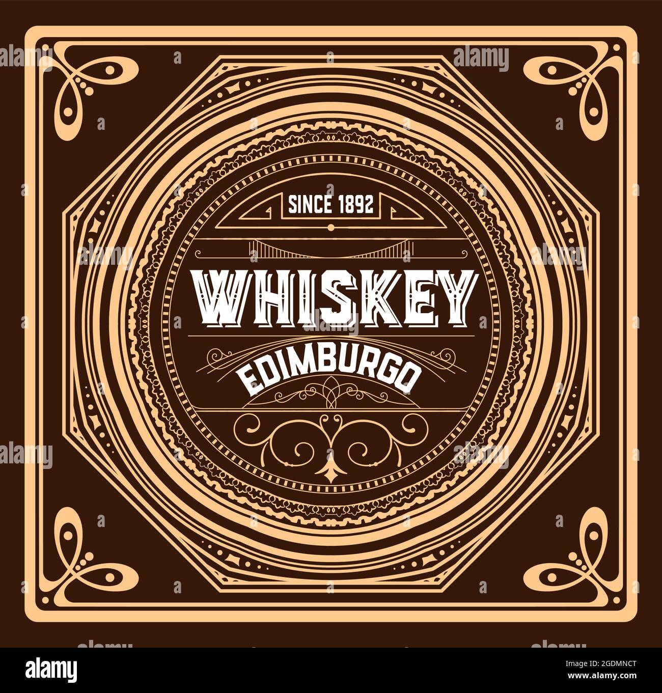 Whiskey label with old frames Stock Vector Image & Art - Alamy