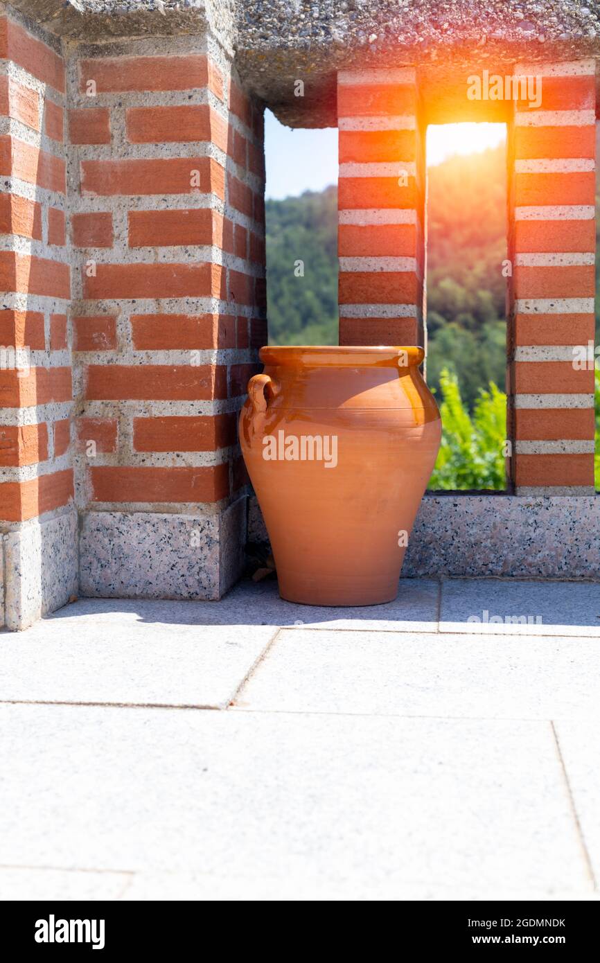 earthenware and ceramic vessel for storing water for refreshment on a ...