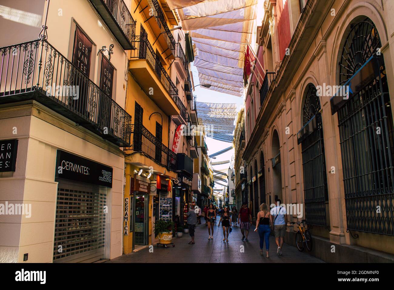 Seville Spain August 10, 2021 Urban landscape of the city of Seville ...