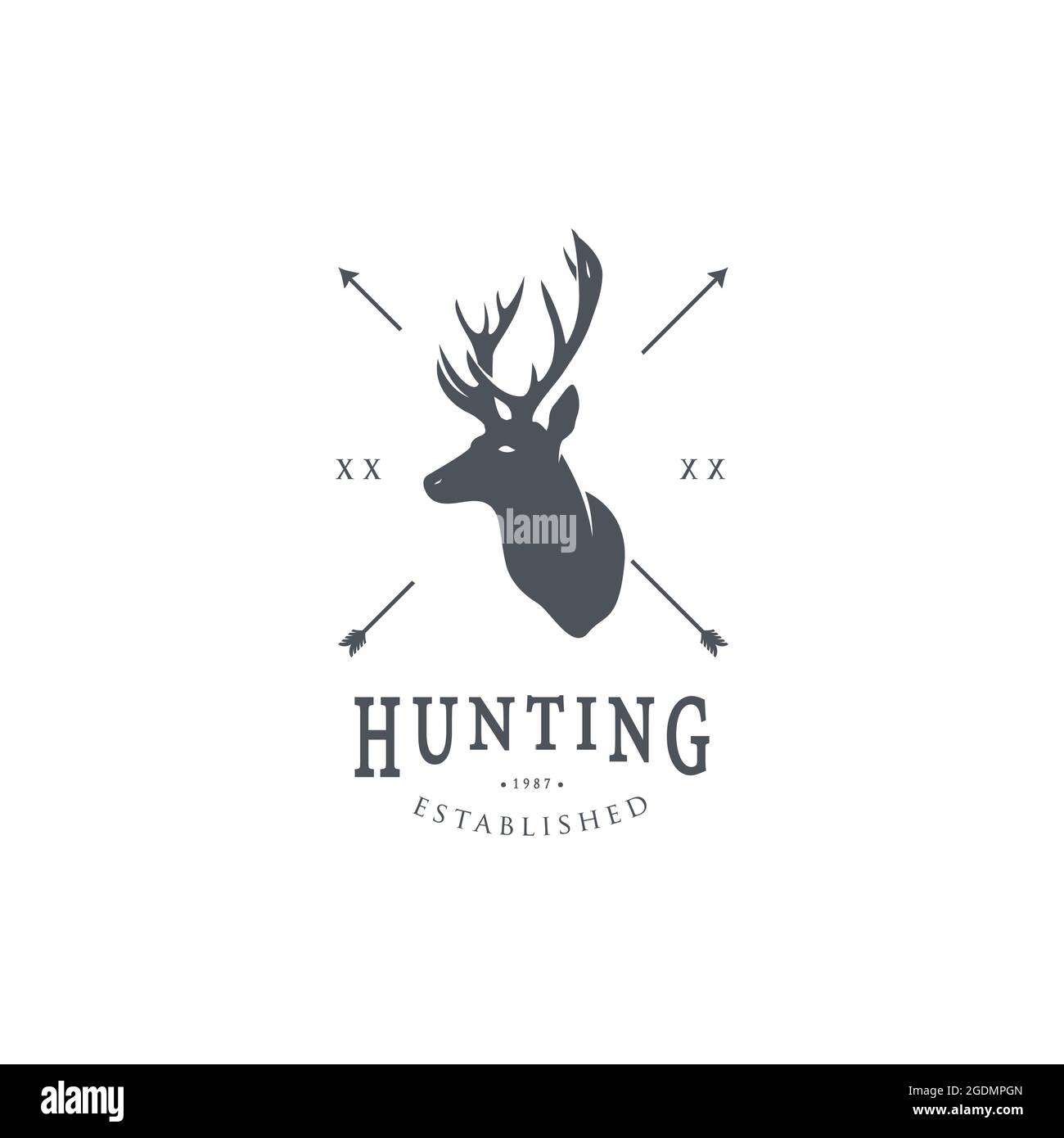 Hunting Logo Template. Deer Head and Horns Silhouette Isolated On White ...