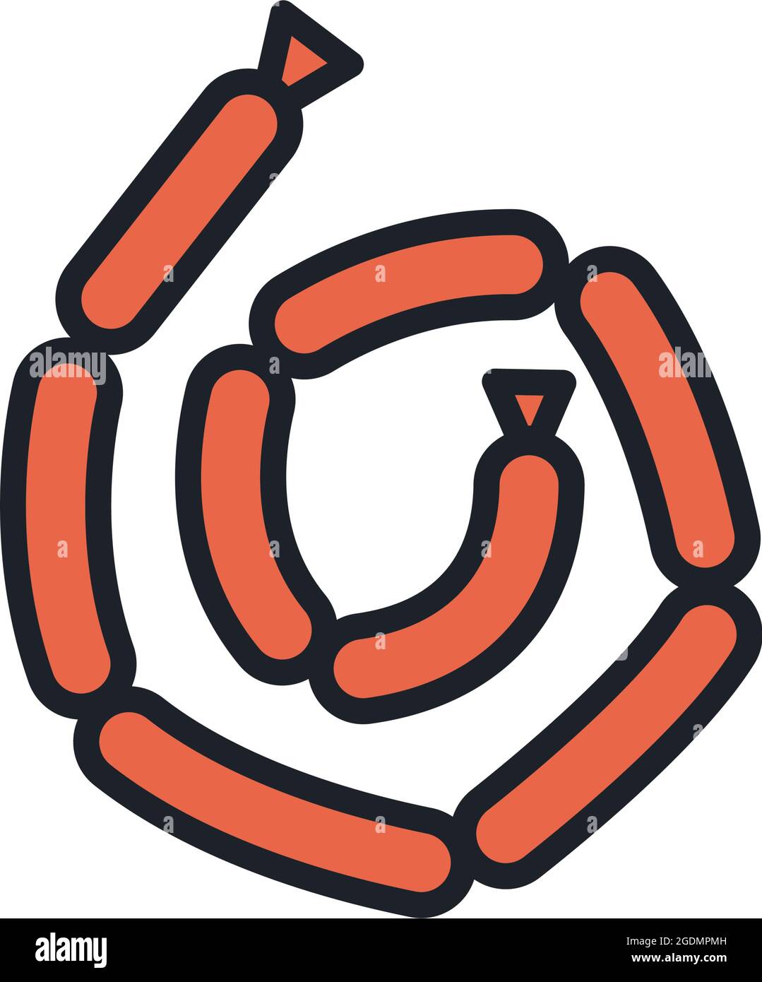 Sausages icon. Vector isolated linear color icon contour shape outline ...