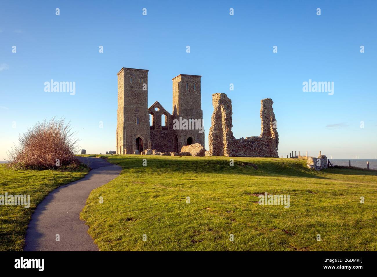 RECULVER, ENGLAND, UK - DECEMBER 10 : Remains of Reculver Church Towers ...