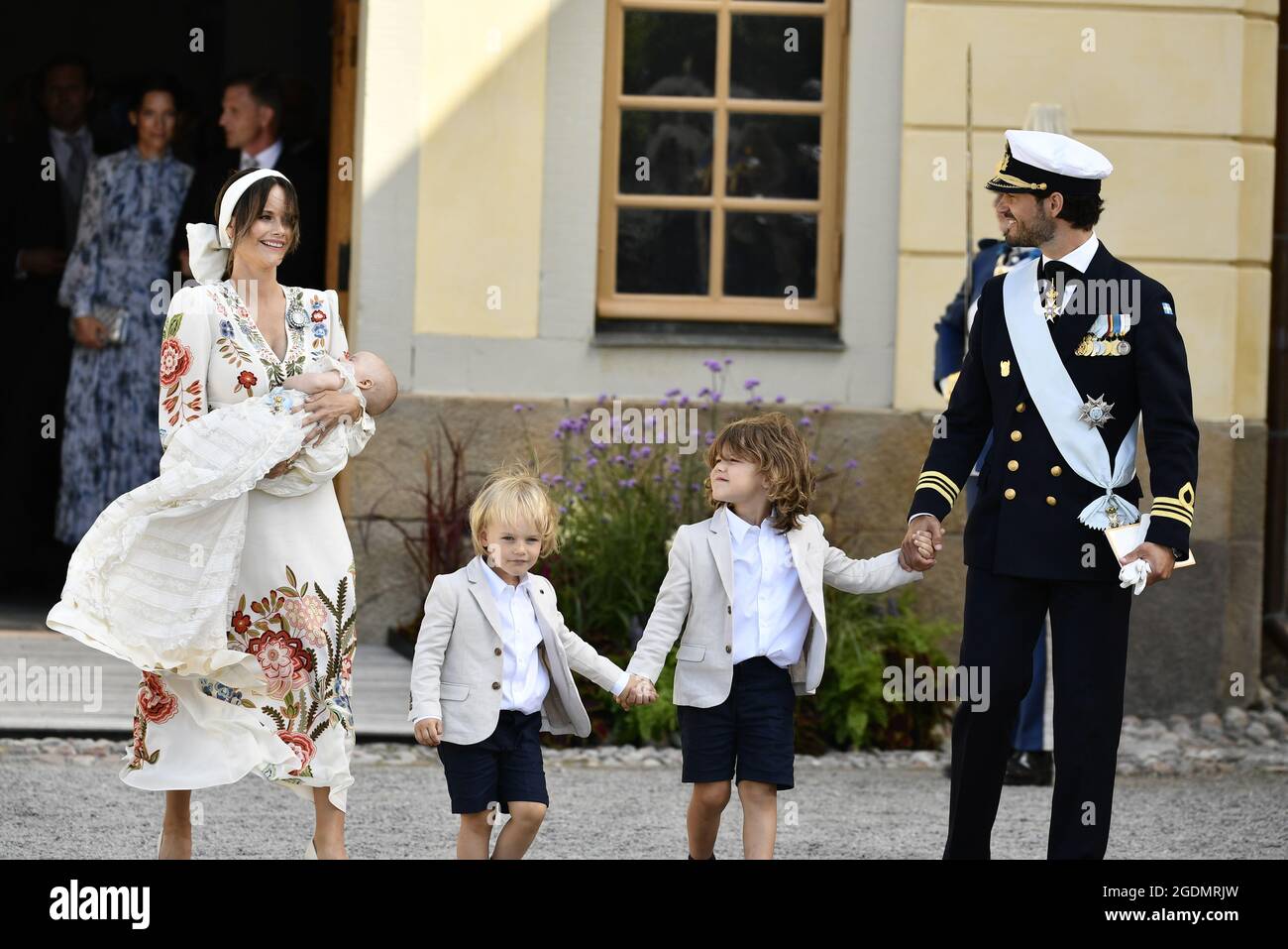 STOCKHOLM 20210814 Princess Sofia holding Prince Julian, Prince Gabriel ...
