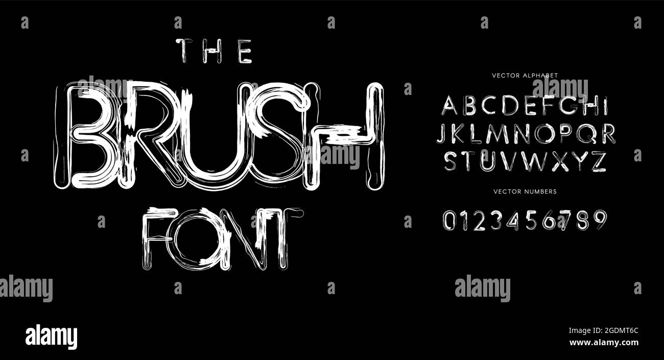 Brush font alphabet letters. Hand drawn grunge paint typography. Ink ...