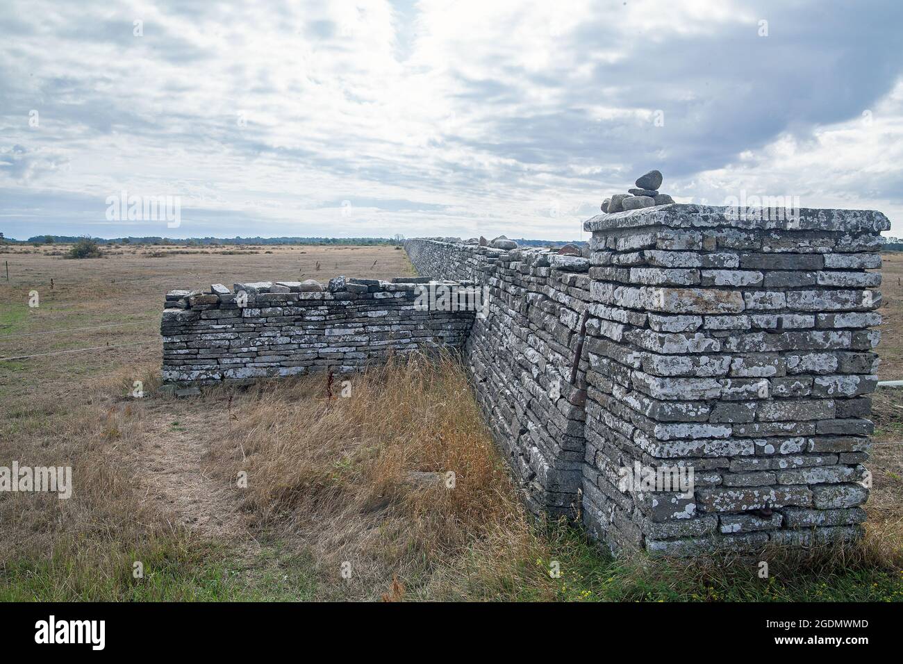 Carl X Gustav's Wall dividing Öland in Sweden. The wall was built in ...