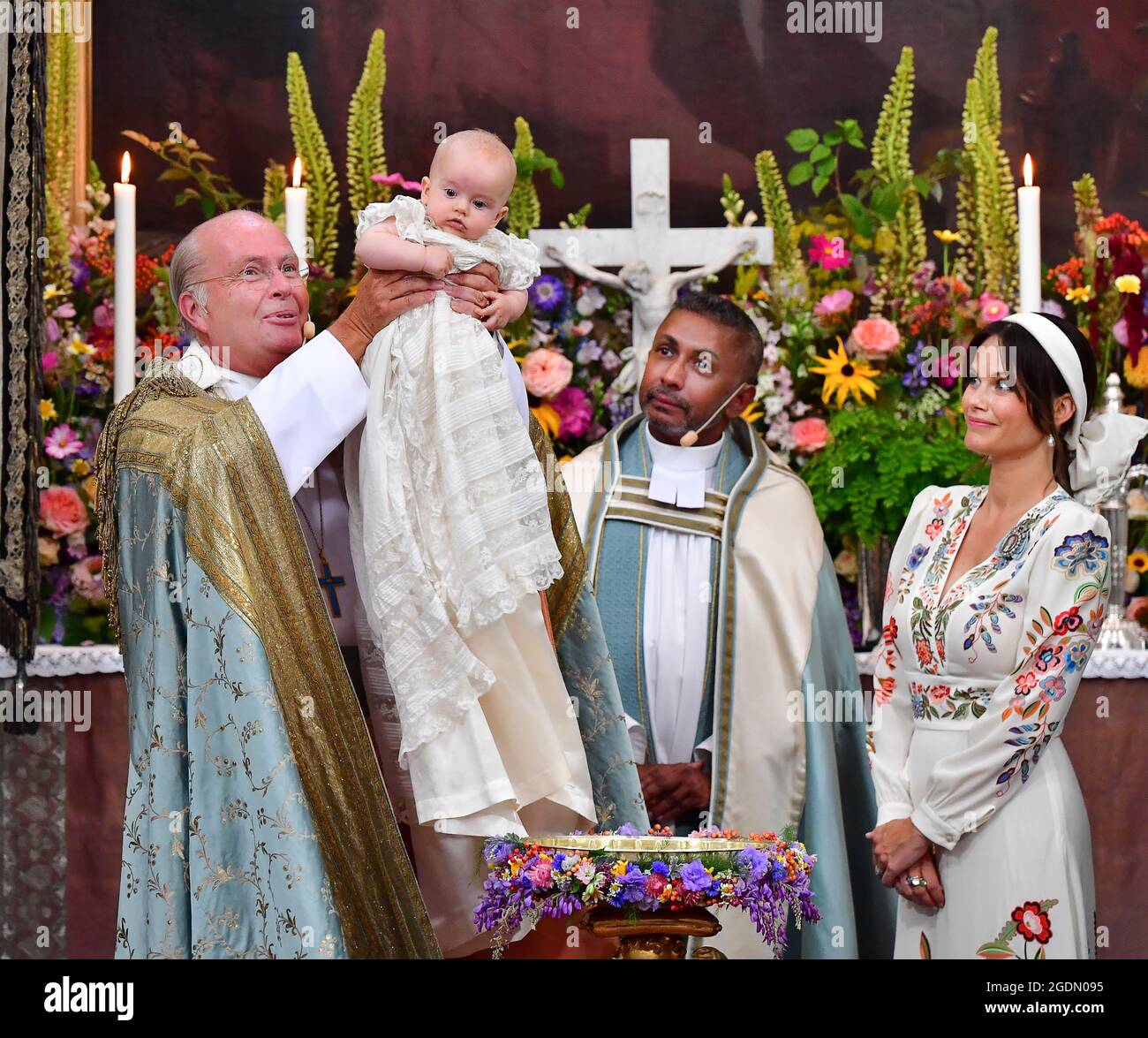 STOCKHOLM 20210814 Bishop Johan Dalman holding Prince Julian, Reverend ...
