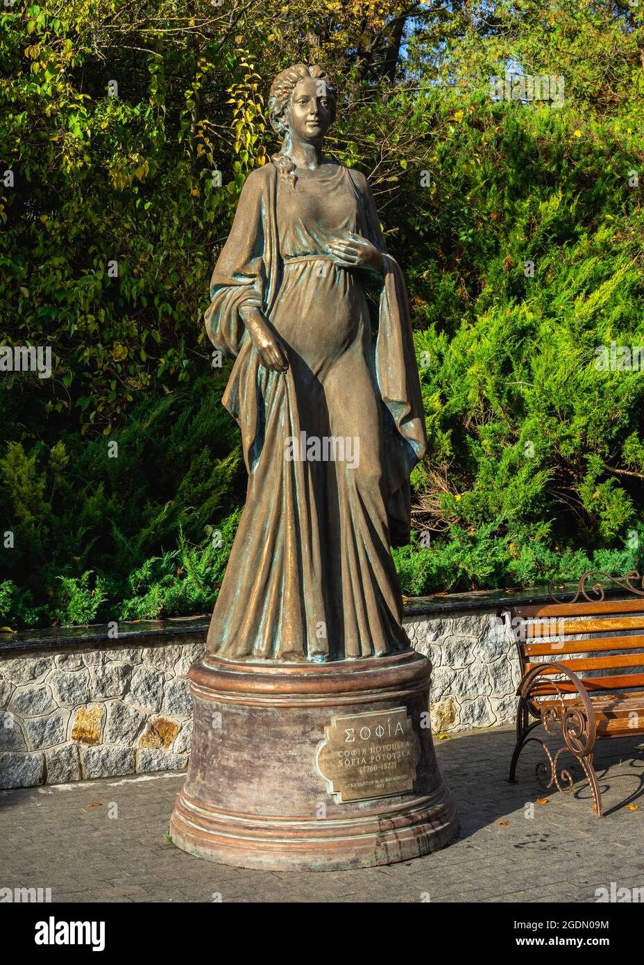 Uman, Ukraine 07.11.2020. Monument to Sofia Pototskaya in the Sofievsky ...