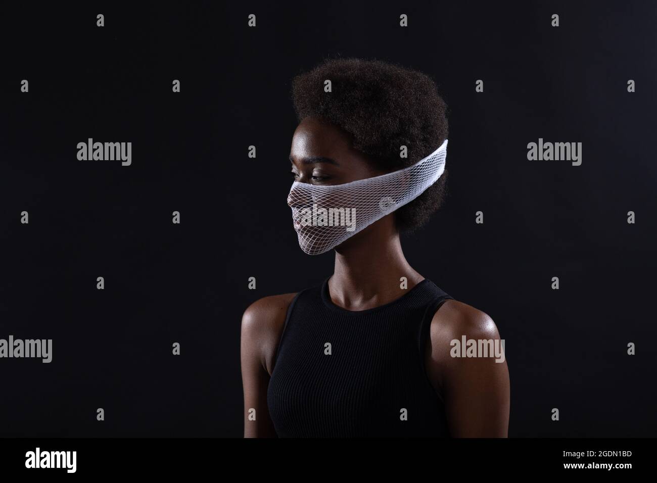 Portrait of african american dark skin woman fashion model wearing ...