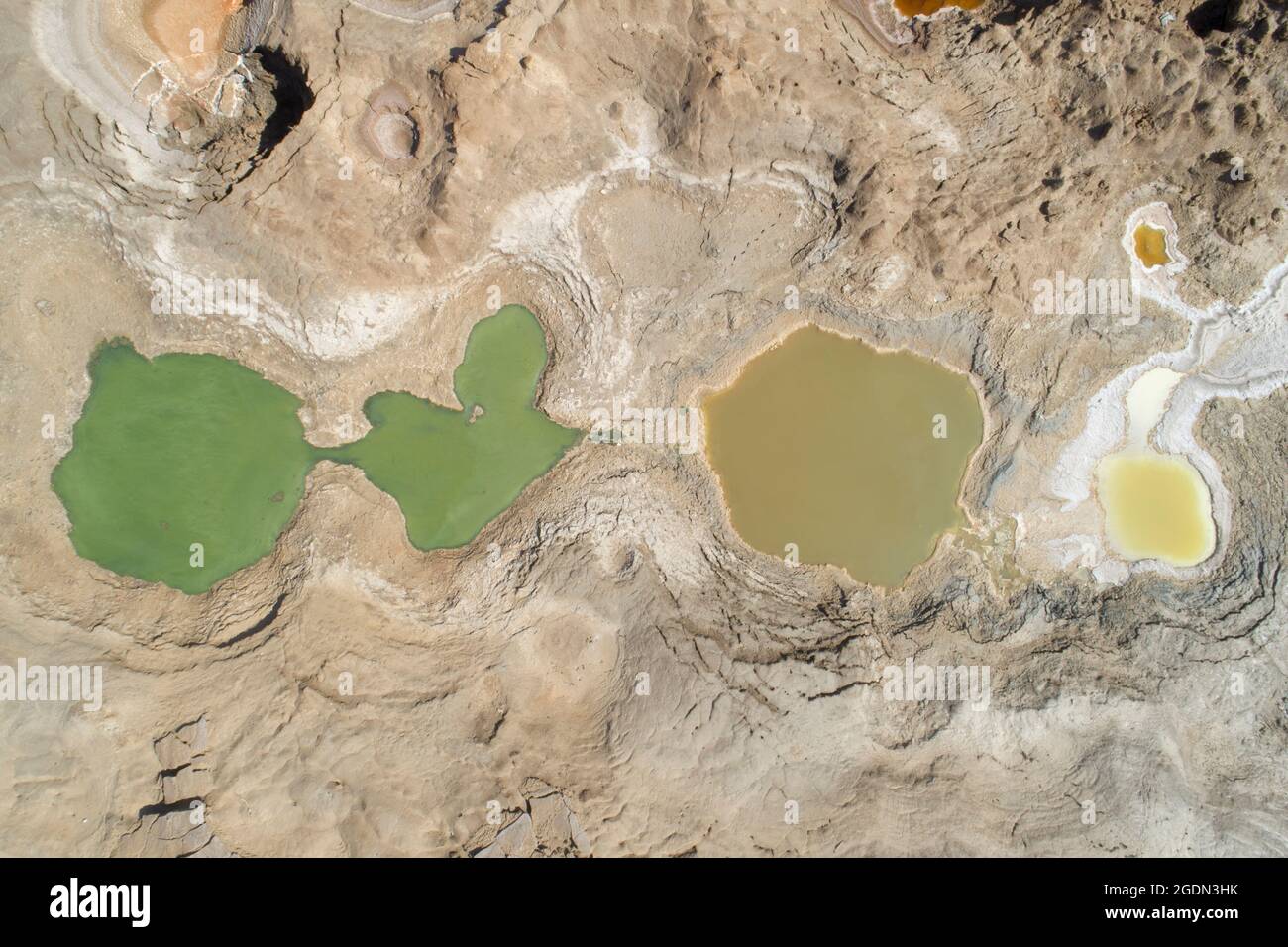 Aerial Photography with a drone. Elevated view of sink holes on the ...