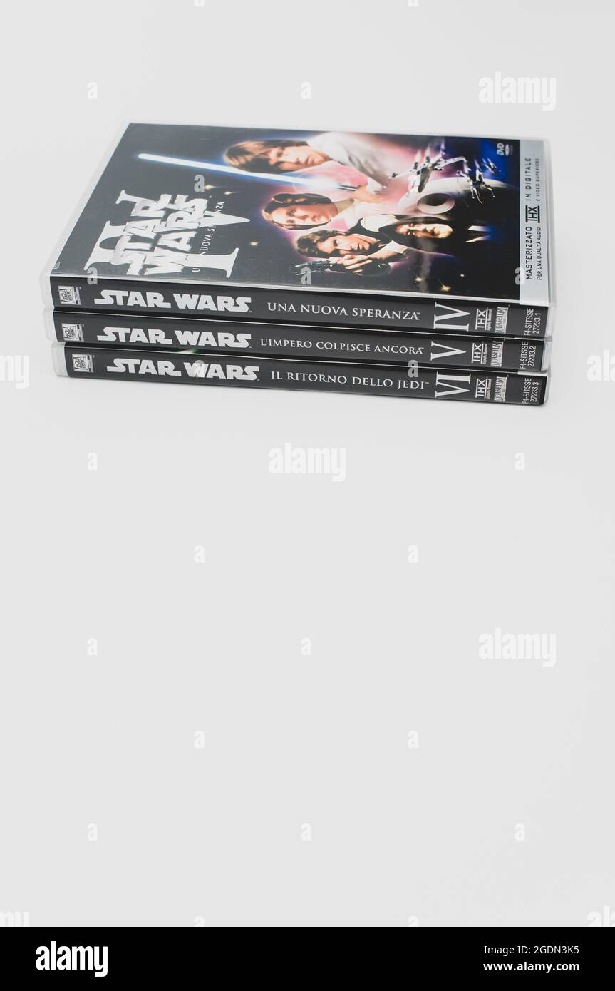 Star wars original trilogy motion picture DVD with space for text Stock ...