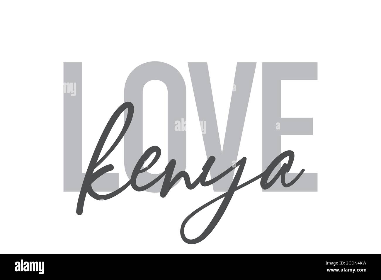 Modern, simple, minimal typographic design of a saying "Love Kenya" in ...